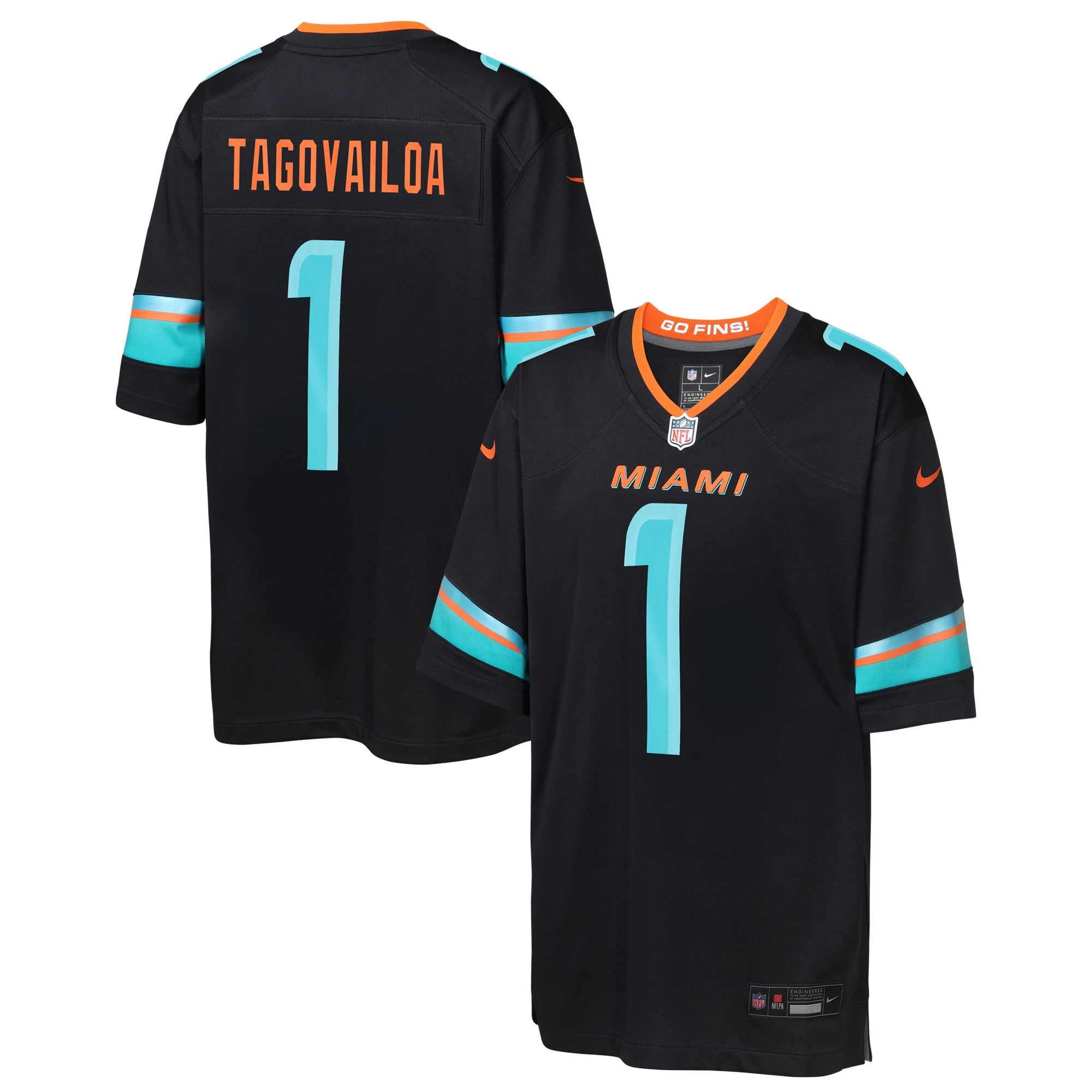 Youth Nike Tua Tagovailoa Pitch Blue Miami Dolphins 2025 Rivalries Collection Game Jersey ...