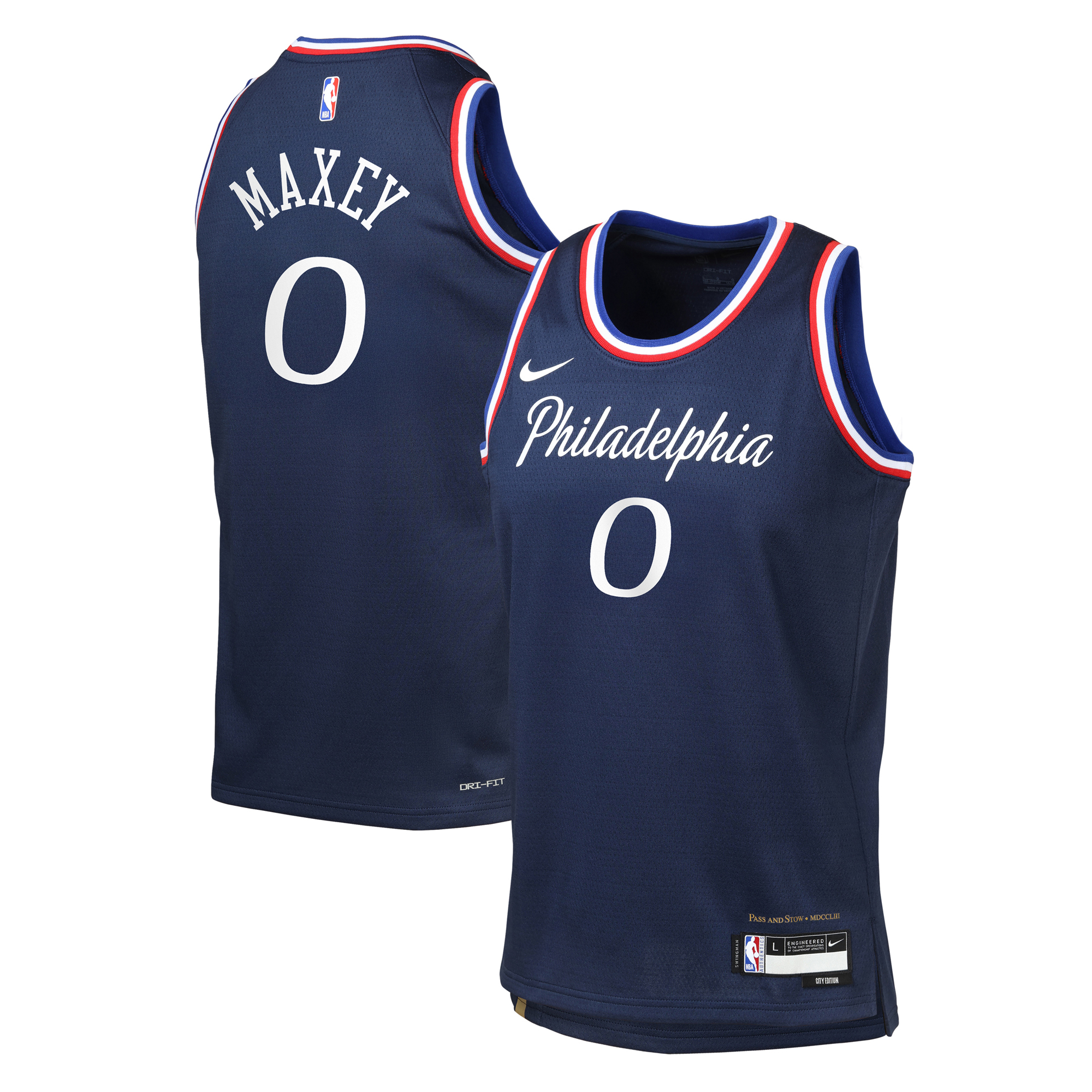 Youth Nike Tyrese Maxey Navy Philadelphia 76ers 2025/26 City Edition ...