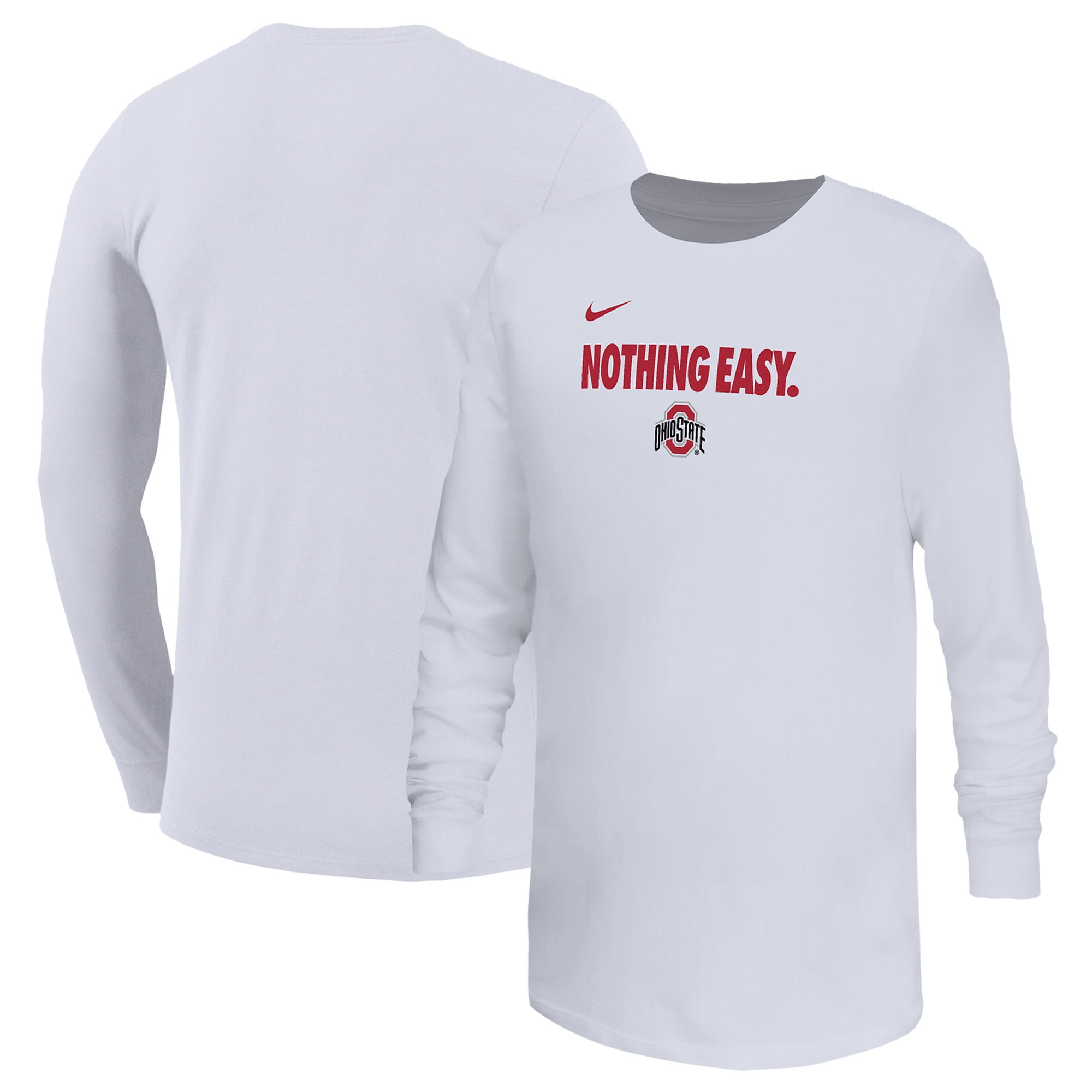 Youth Nike White Ohio State Buckeyes 2025 On-Court Bench Long Sleeve T ...