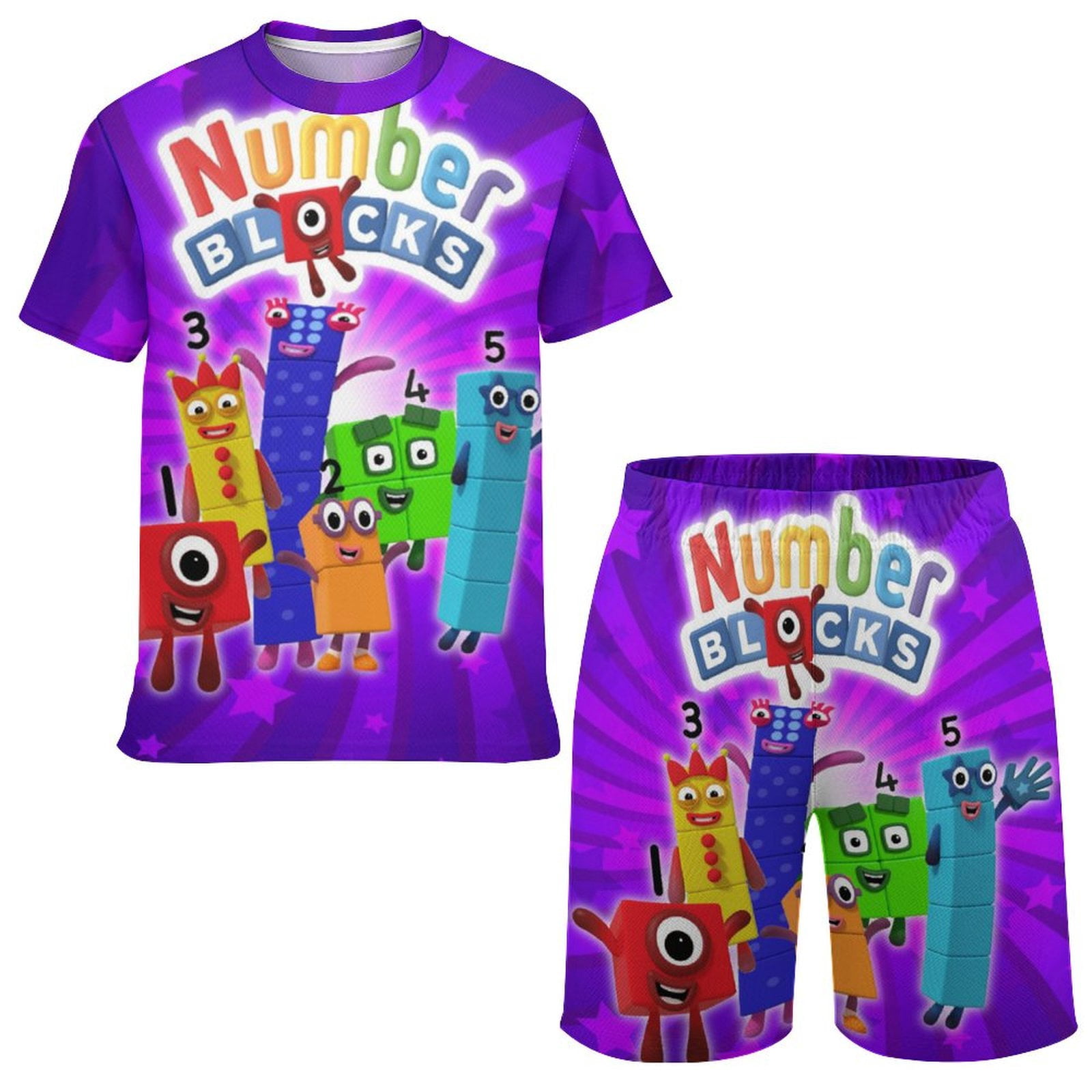 Youth Number Block Shirt Set Tee and Pants 3D Graphic Short Set Costume ...