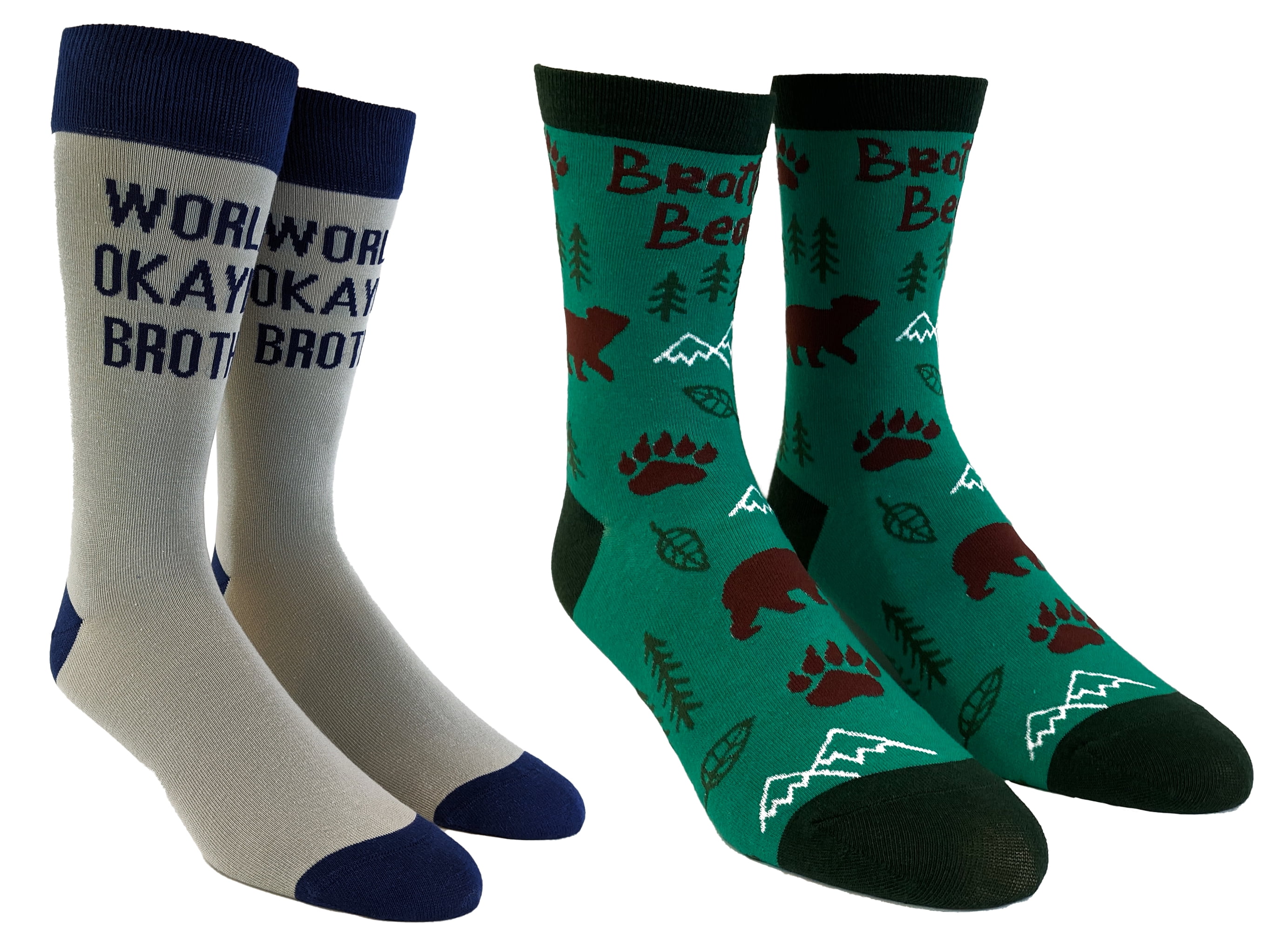 Youth Okayest Brother and Brother Bear Socks Funny Bundle 2-Pack ...