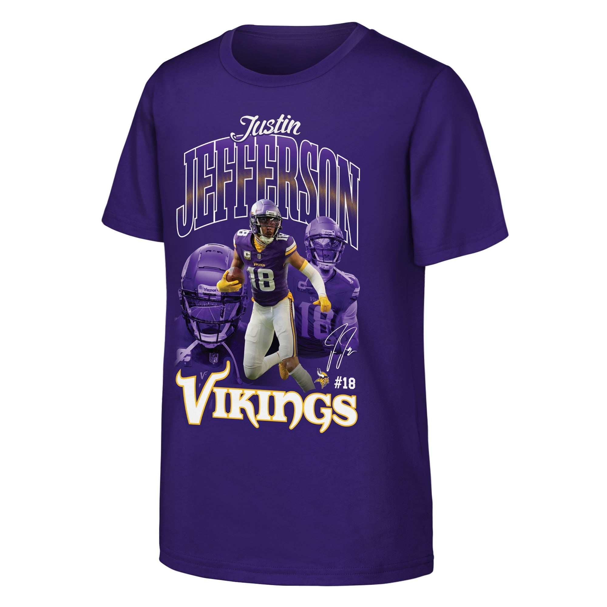 Youth Outerstuff Justin Jefferson Purple Minnesota Vikings Triple Pic T ...
