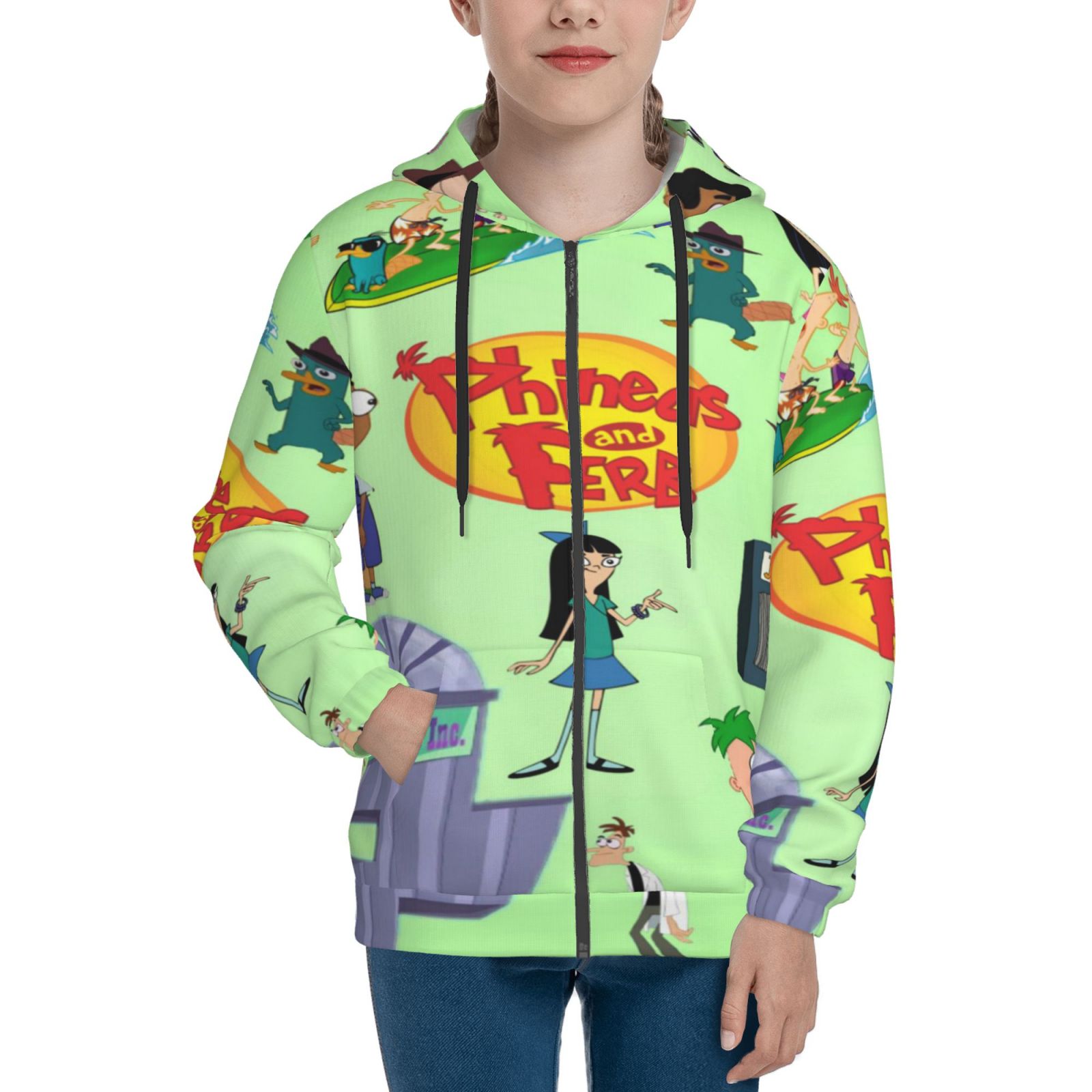 Youth Phineas And Ferb (12) Hoodie Zip Up Graphic Hooded Sweatshirt ...