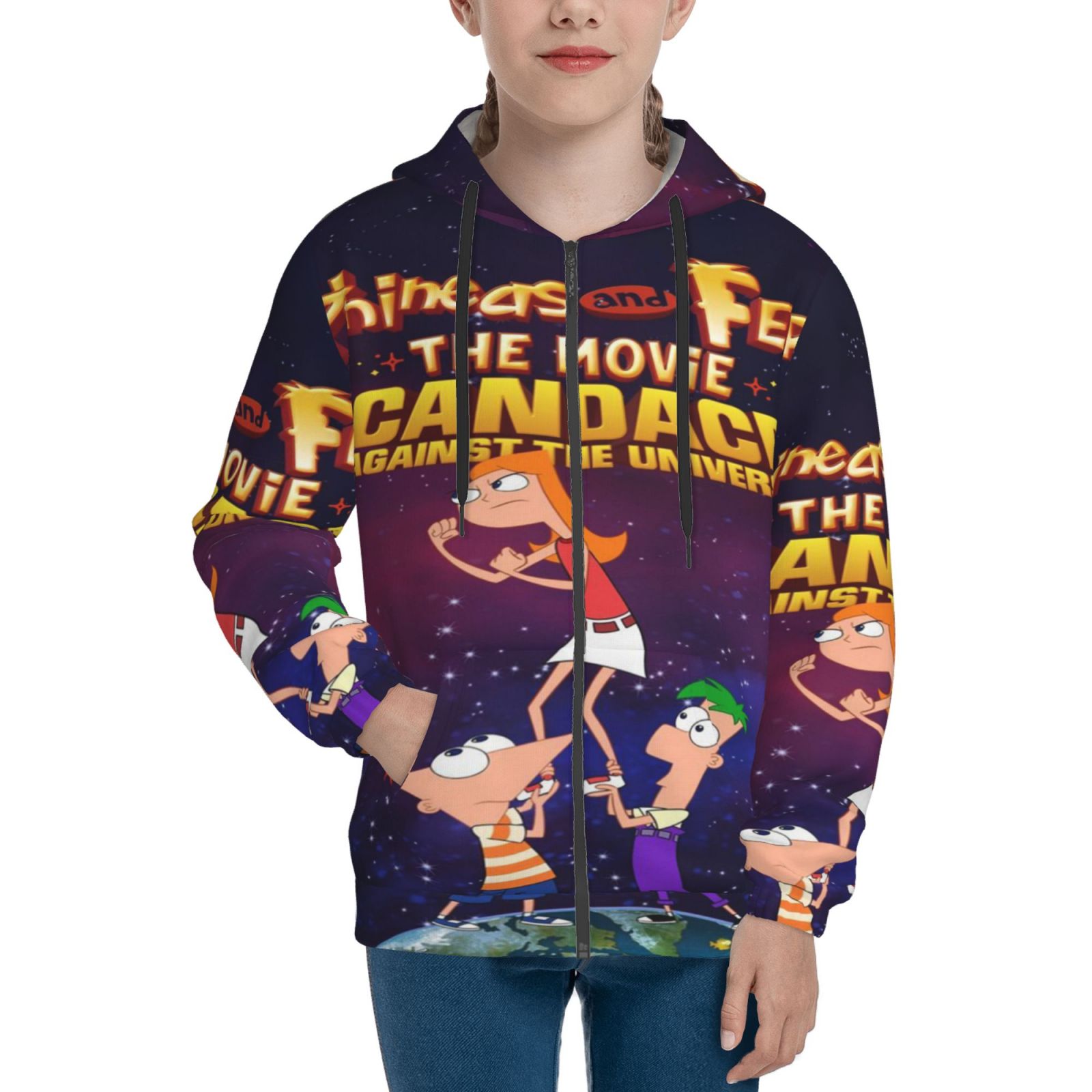 Youth Phineas Fer Hoodie Zip Up Graphic Hooded Sweatshirt with Pocket ...