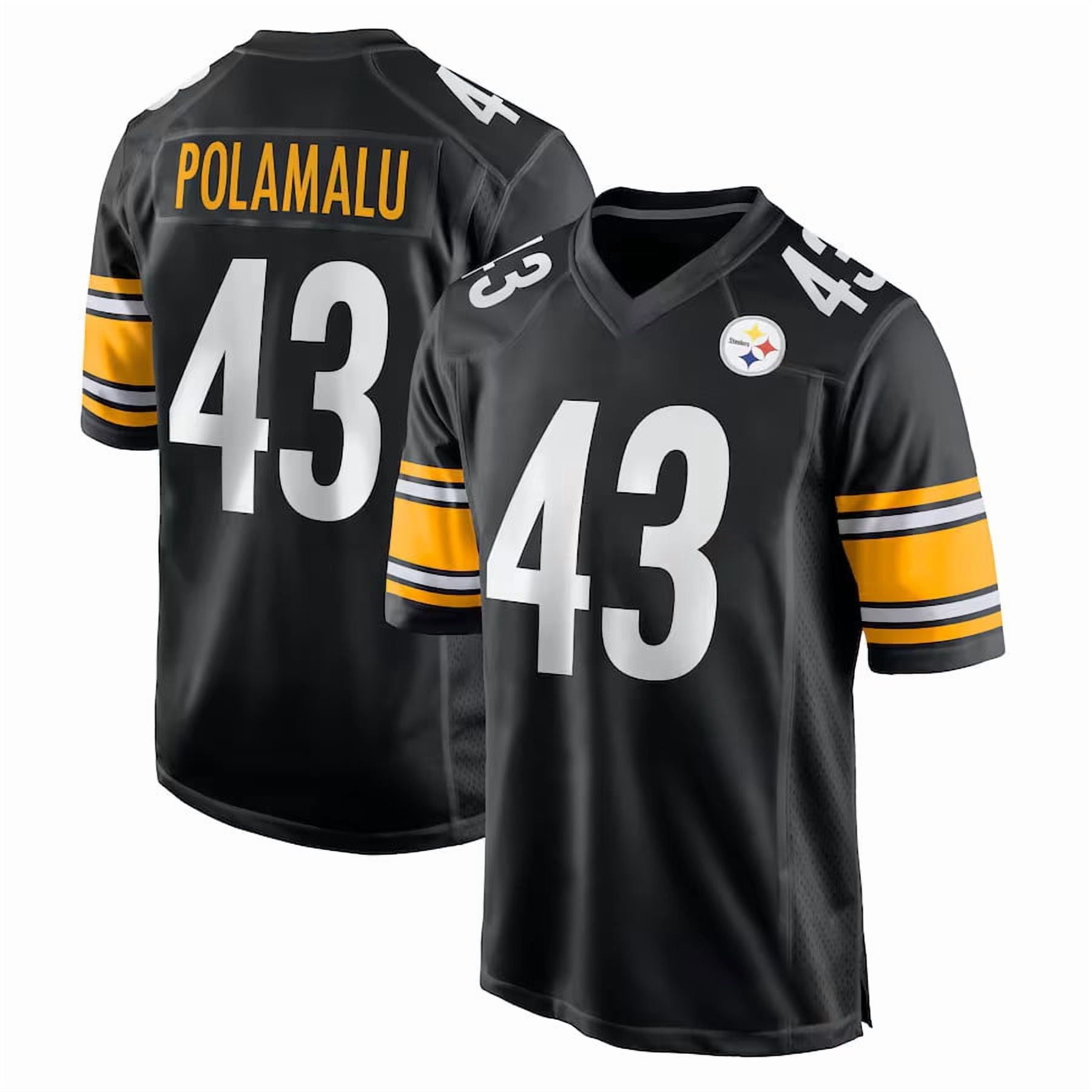 Youth Pittsburgh Polamalu 43 Black Sports Player Game Stitched Name ...