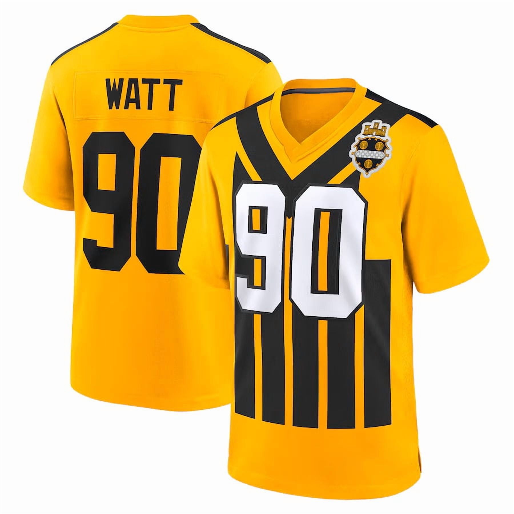 Youth Pittsburgh Watt 90 Gold Sports Player Game Stitched Name Number T ...