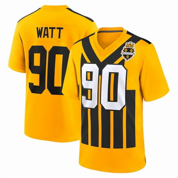 Youth Pittsburgh Watt 90 Gold Sports Player Game Stitched Name Number T ...