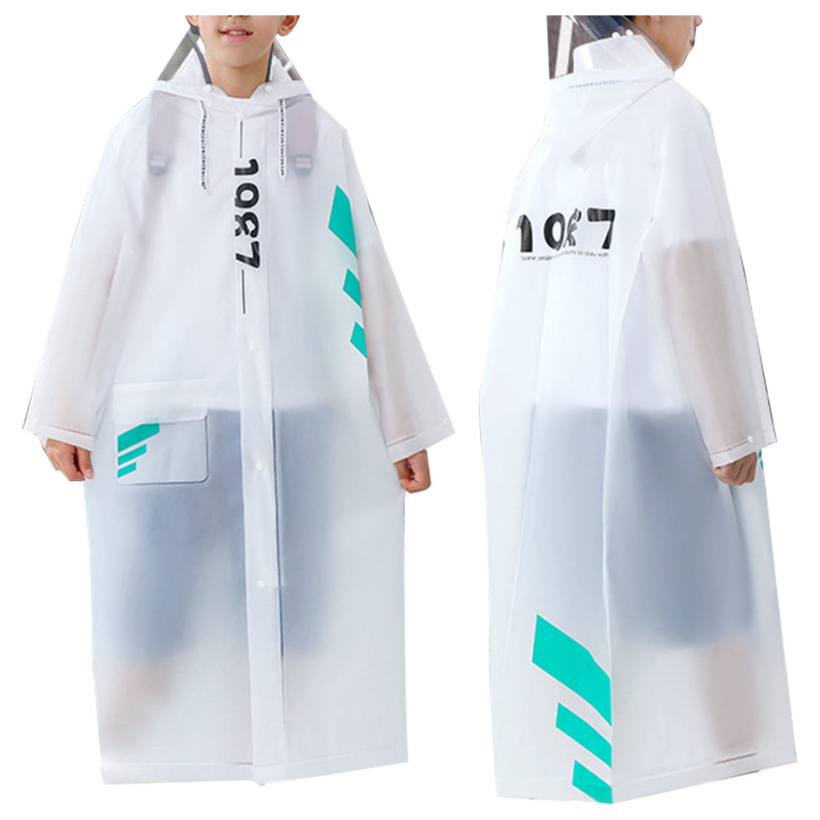 Youth Poncho Long Rain Coat with Hood Travel Rain Poncho Girls Rain ...