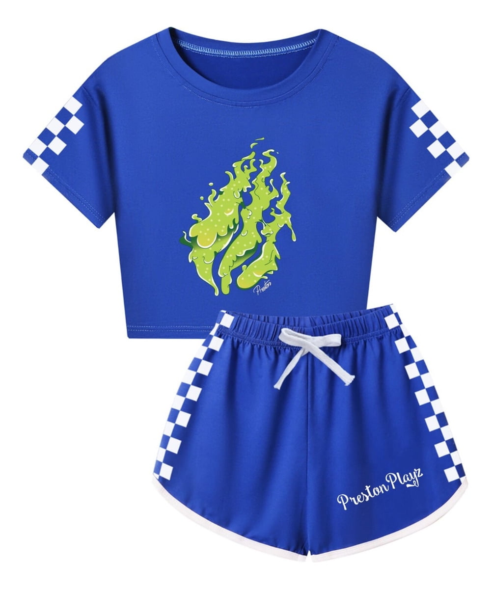 Youth Preston Playz 2pc Outfit – Girls Flame Graphic Top and Sport ...