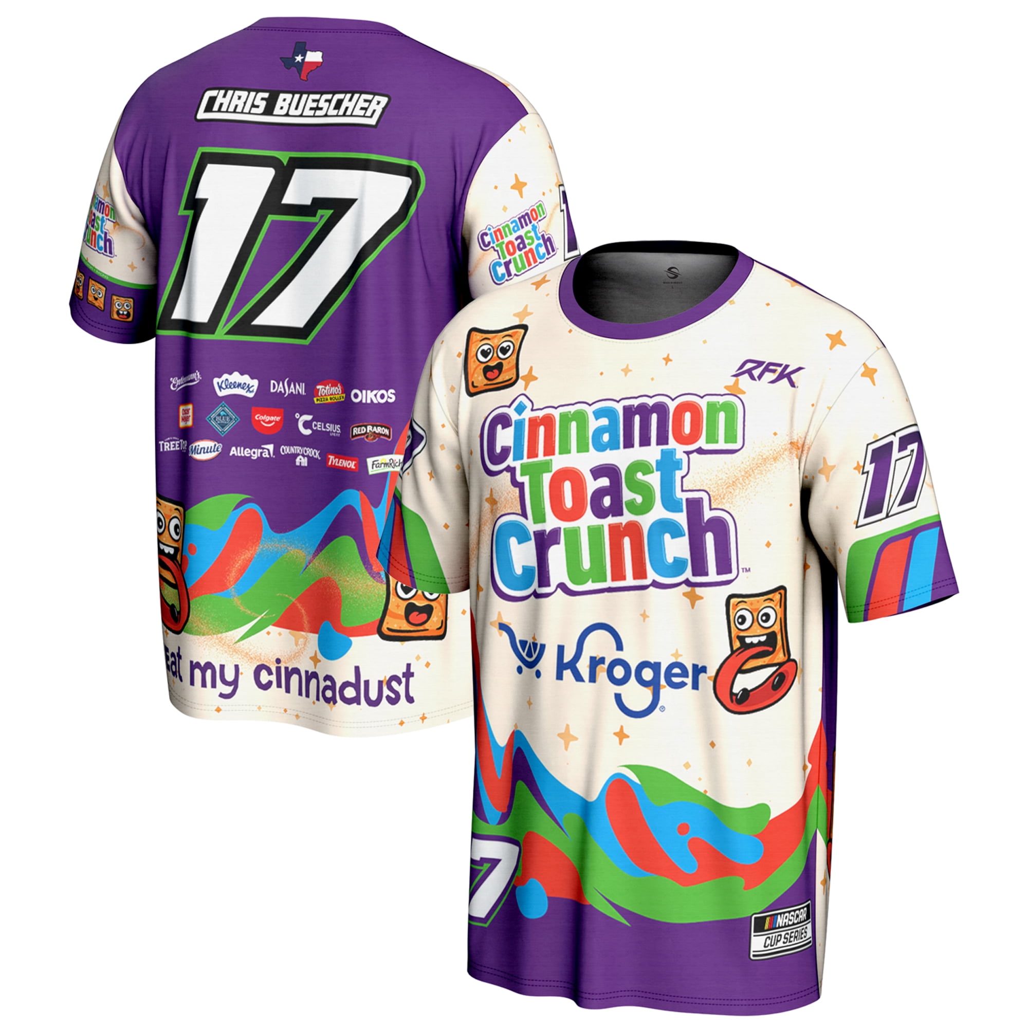 Youth ProSphere Purple Chris Buescher Cinnamon Toast Crunch All Over T ...