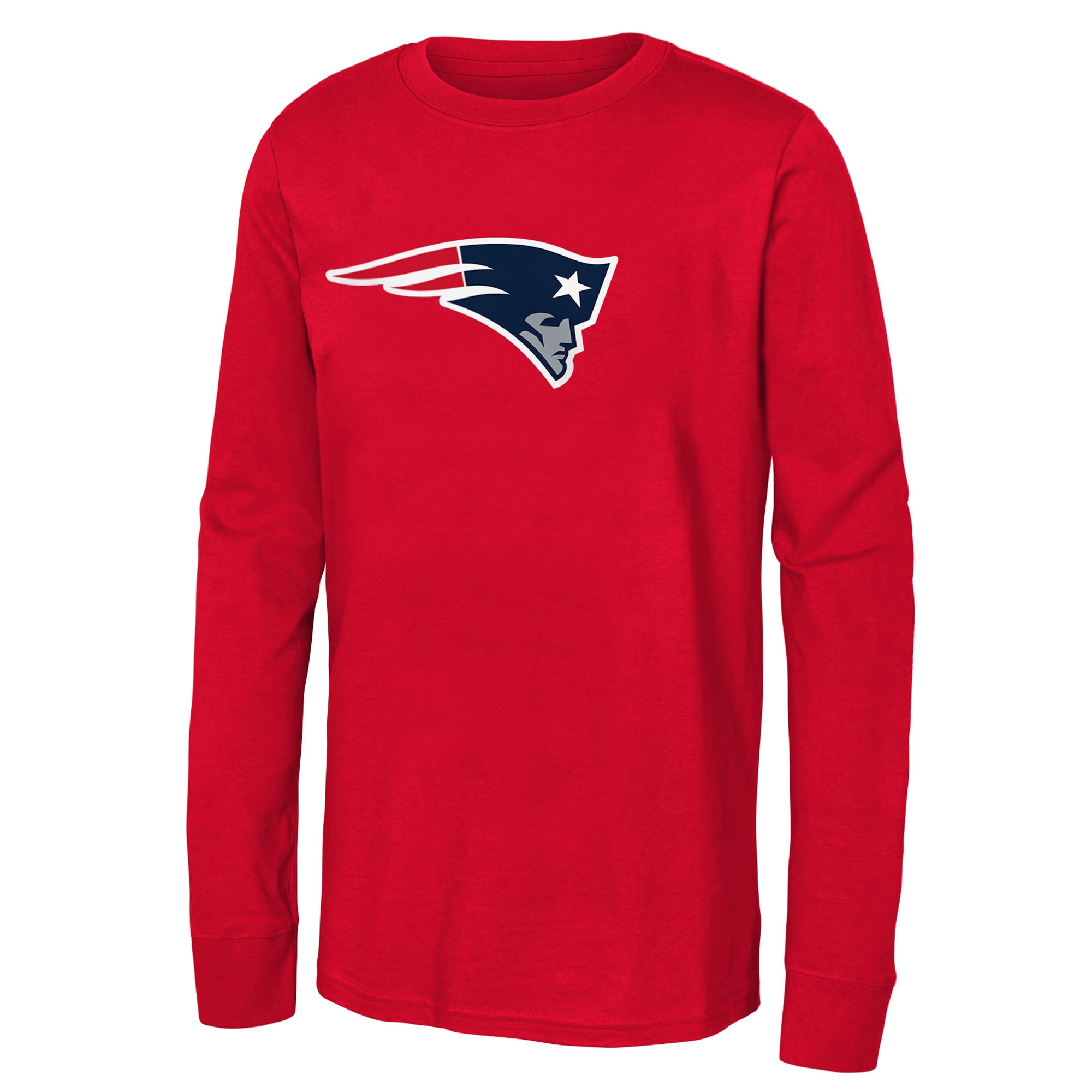 Youth Red New England Patriots Primary Logo Long Sleeve T-Shirt ...
