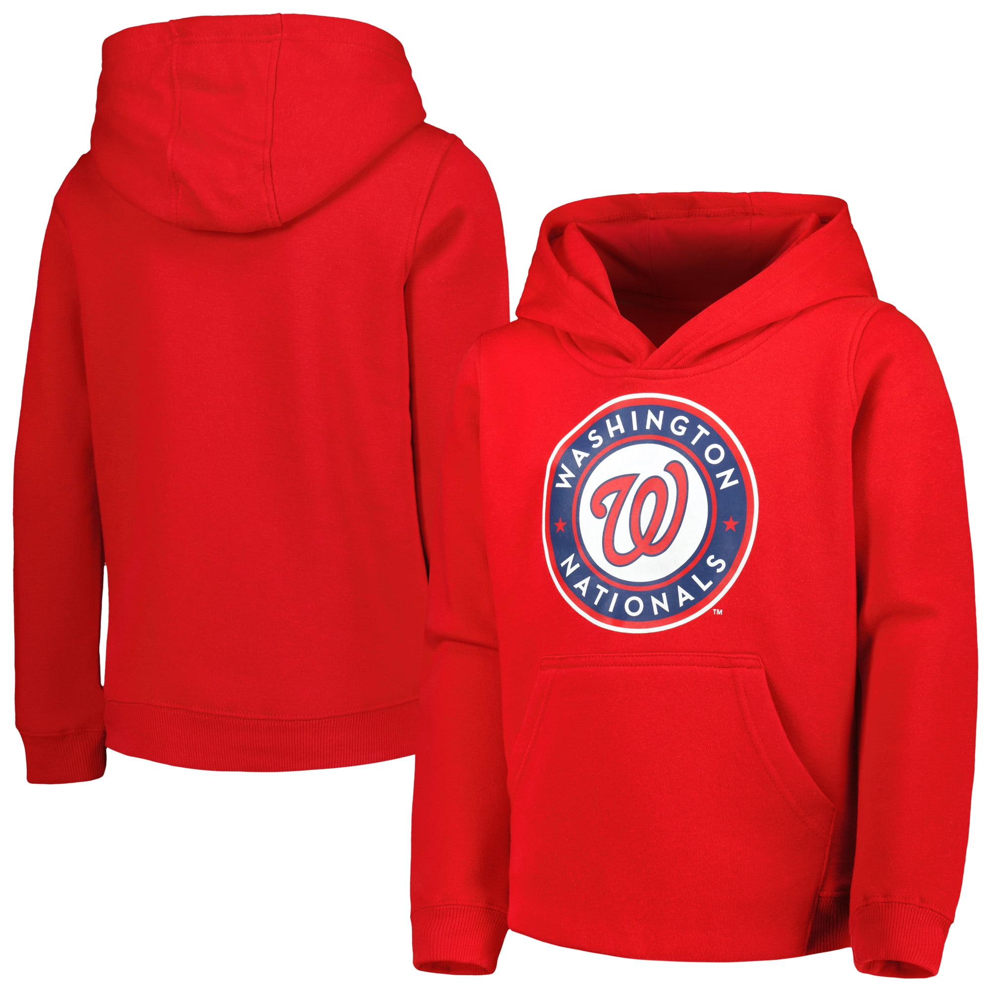 Youth Red Washington Nationals Team Primary Logo Pullover Hoodie ...