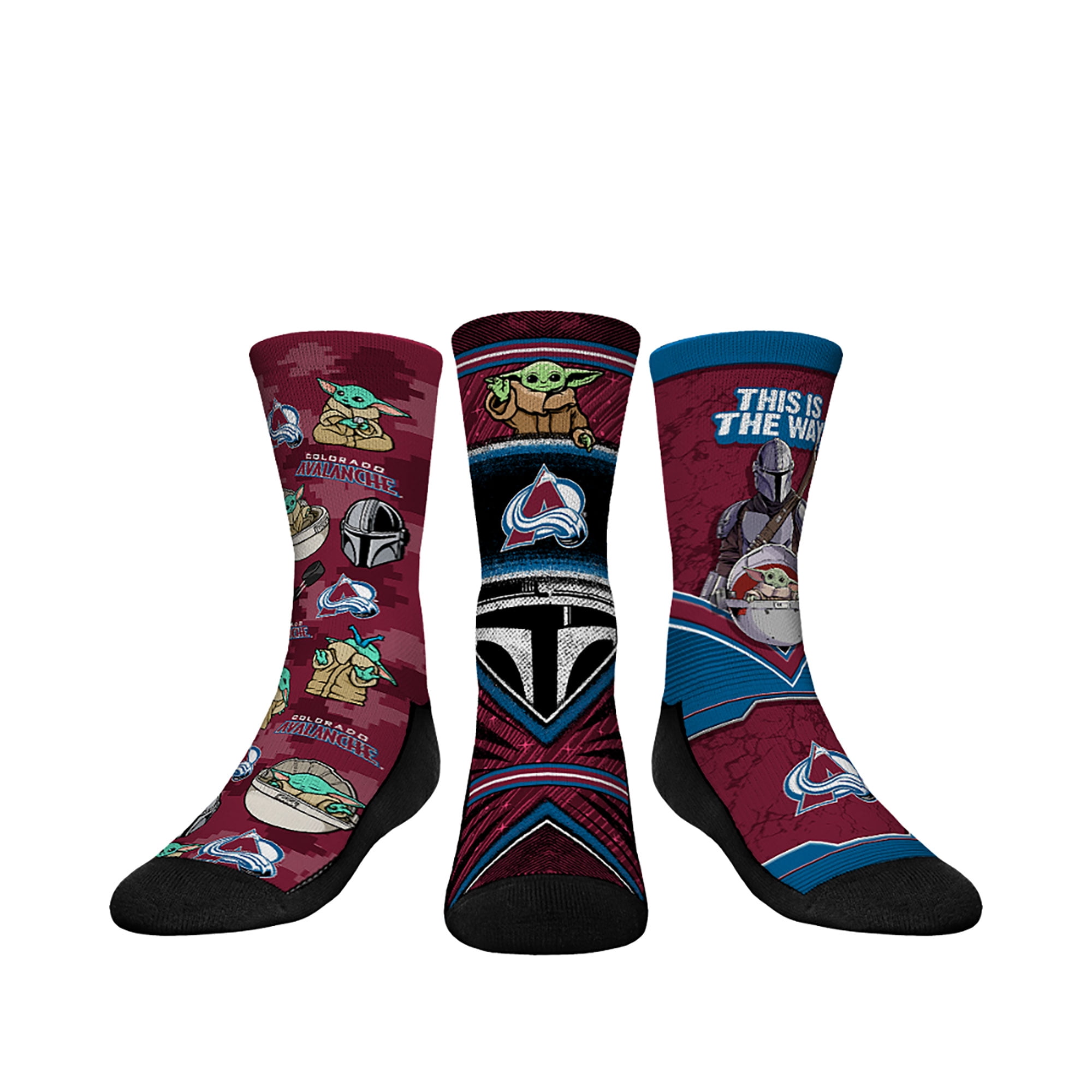 Youth Rock Em Socks Colorado Avalanche The Mandalorian 3-Pack Crew ...
