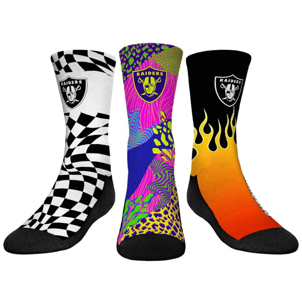 Youth Rock Em Socks Gray Las Vegas Raiders Team Vibes Three-Pack Crew ...