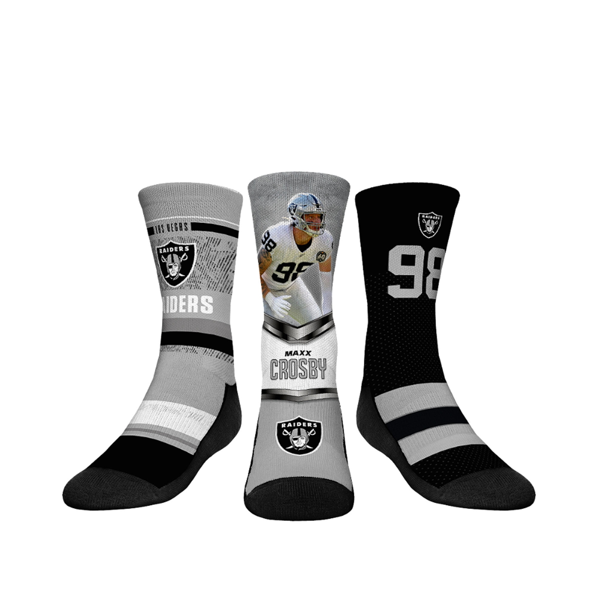 Youth Rock Em Socks Maxx Crosby Las Vegas Raiders 3-Pack Crew Sock Set ...