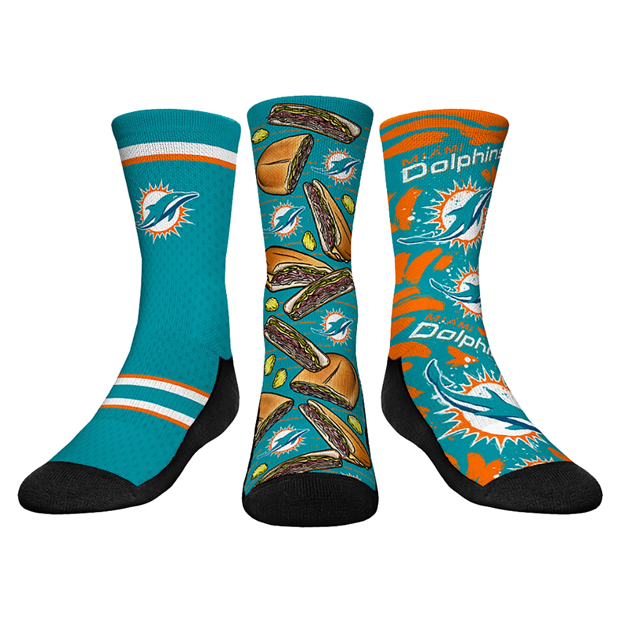 Youth Rock Em Socks Miami Dolphins Fan Favorite Three-Pack Crew Sock ...