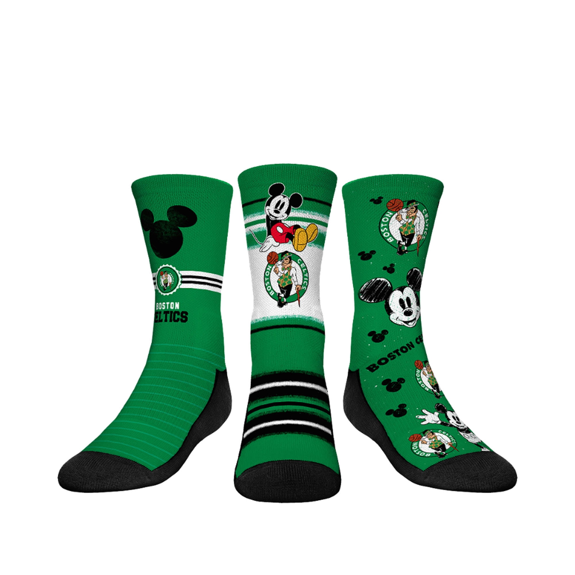 Youth Rock Em Socks Mickey Mouse Kelly Green Boston Celtics Three-Pack ...