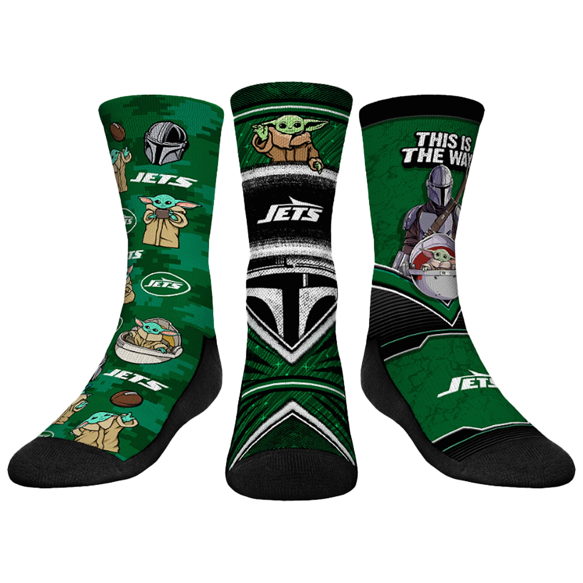 Youth Rock Em Socks New York Jets 3-Pack Mandalorian Crew Socks ...