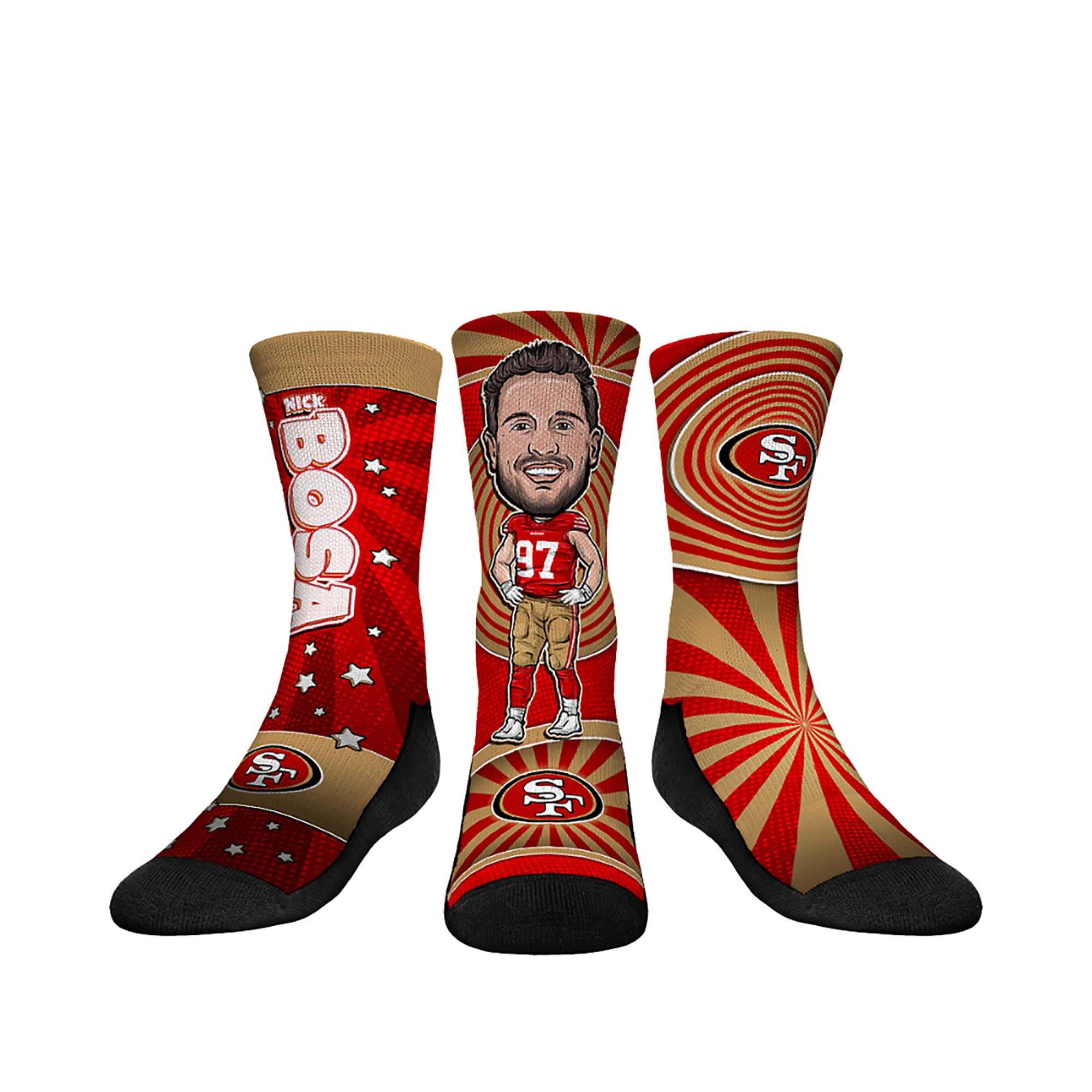 Youth Rock Em Socks Nick Bosa San Francisco 49ers Three-Pack Bobblehead ...