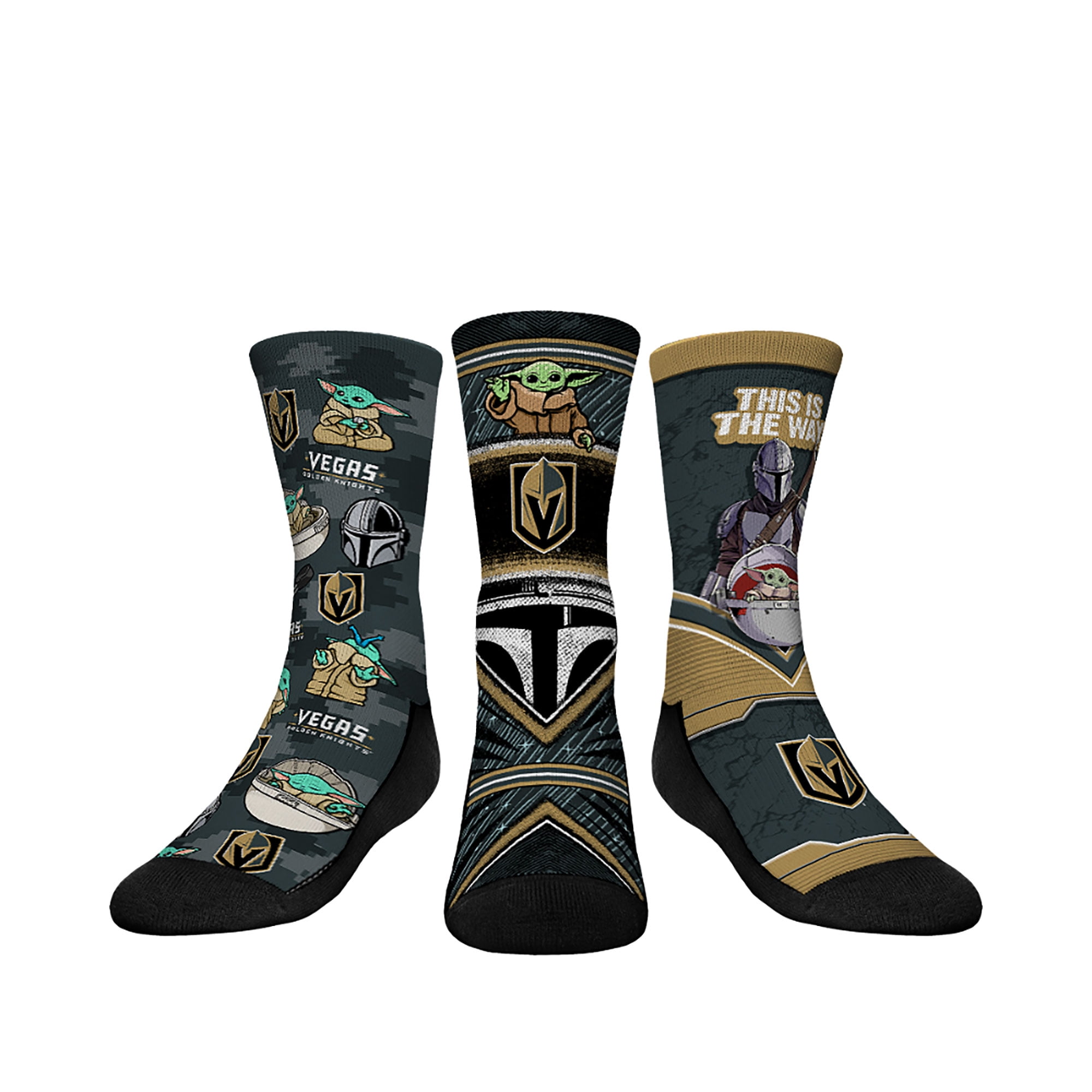Youth Rock Em Socks Vegas Golden Knights The Mandalorian 3-Pack Crew ...