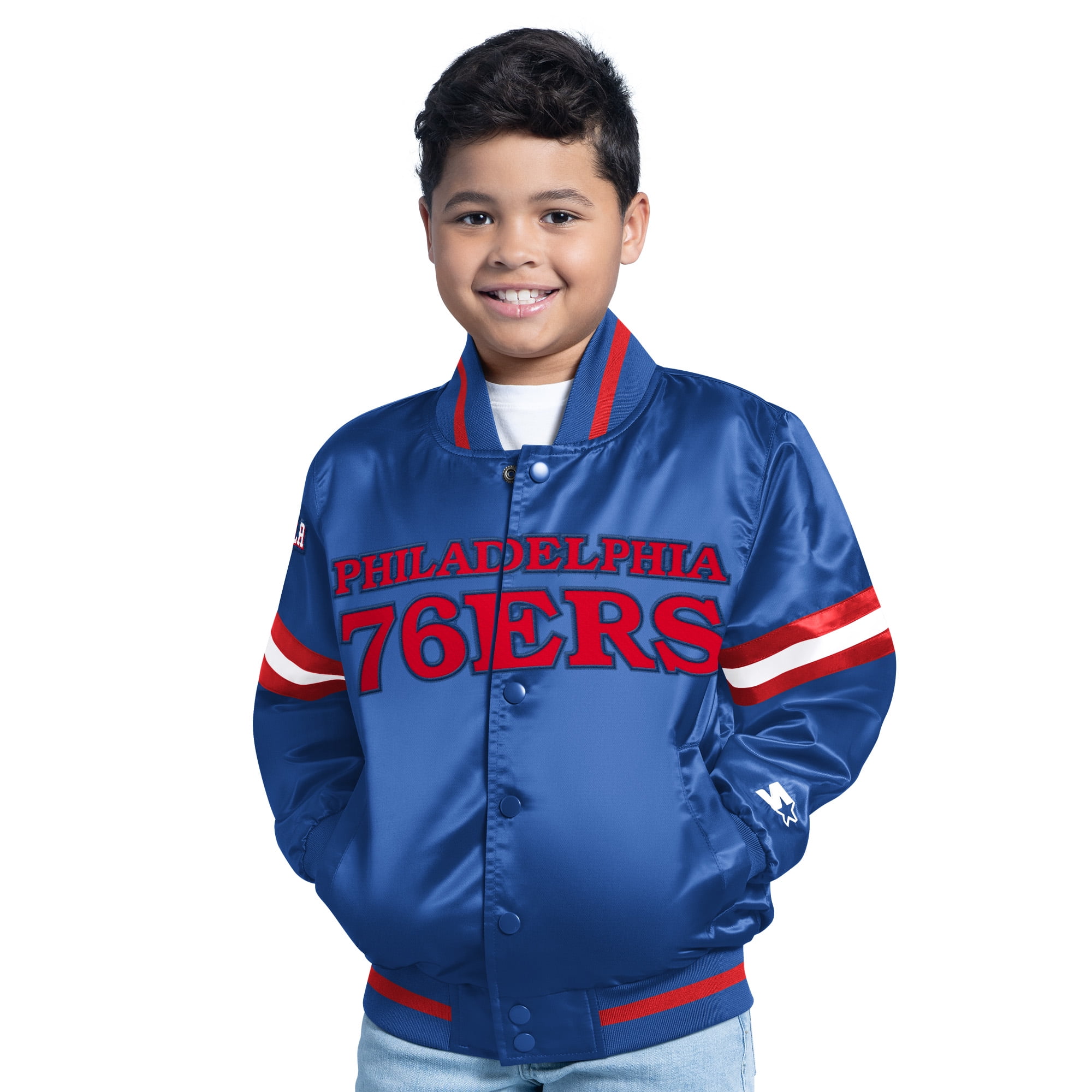 Youth Royal Philadelphia 76ers Scrimmage Full-Snap Varsity Jacket ...