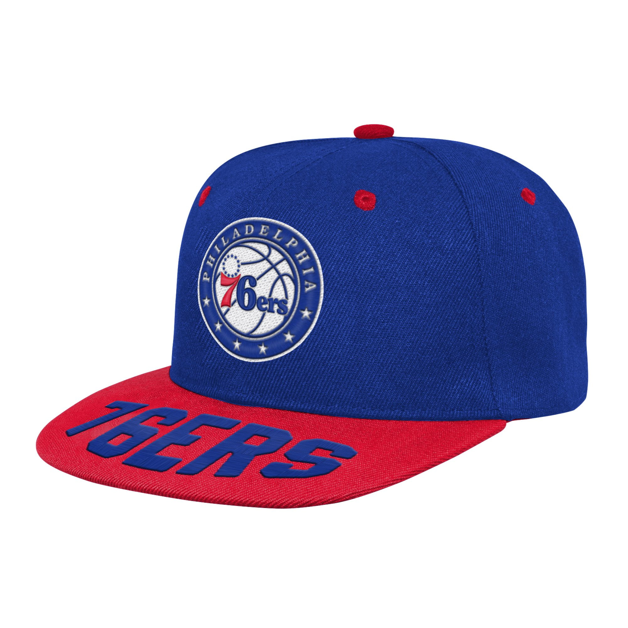 Youth Royal/Red Philadelphia 76ers Backboard Embro Visor Snapback Hat ...