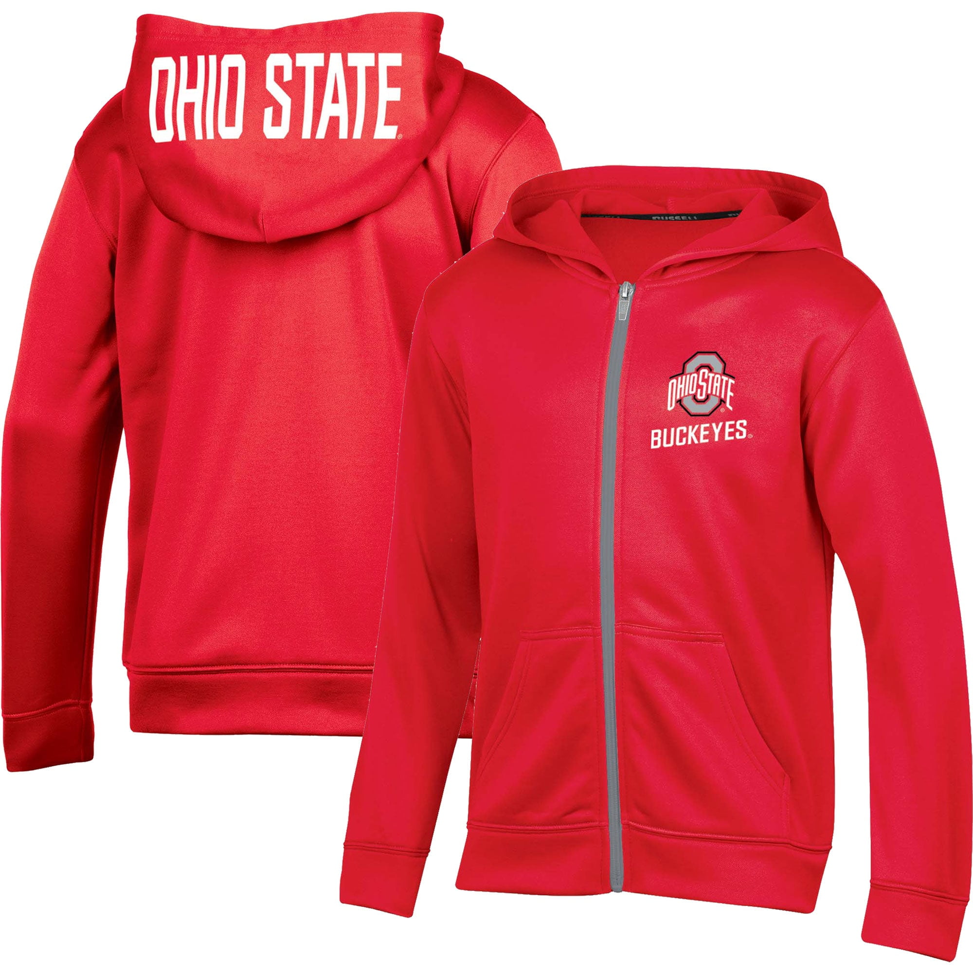 Youth Russell Scarlet Ohio State Buckeyes Wordmark Full-Zip Hoodie ...