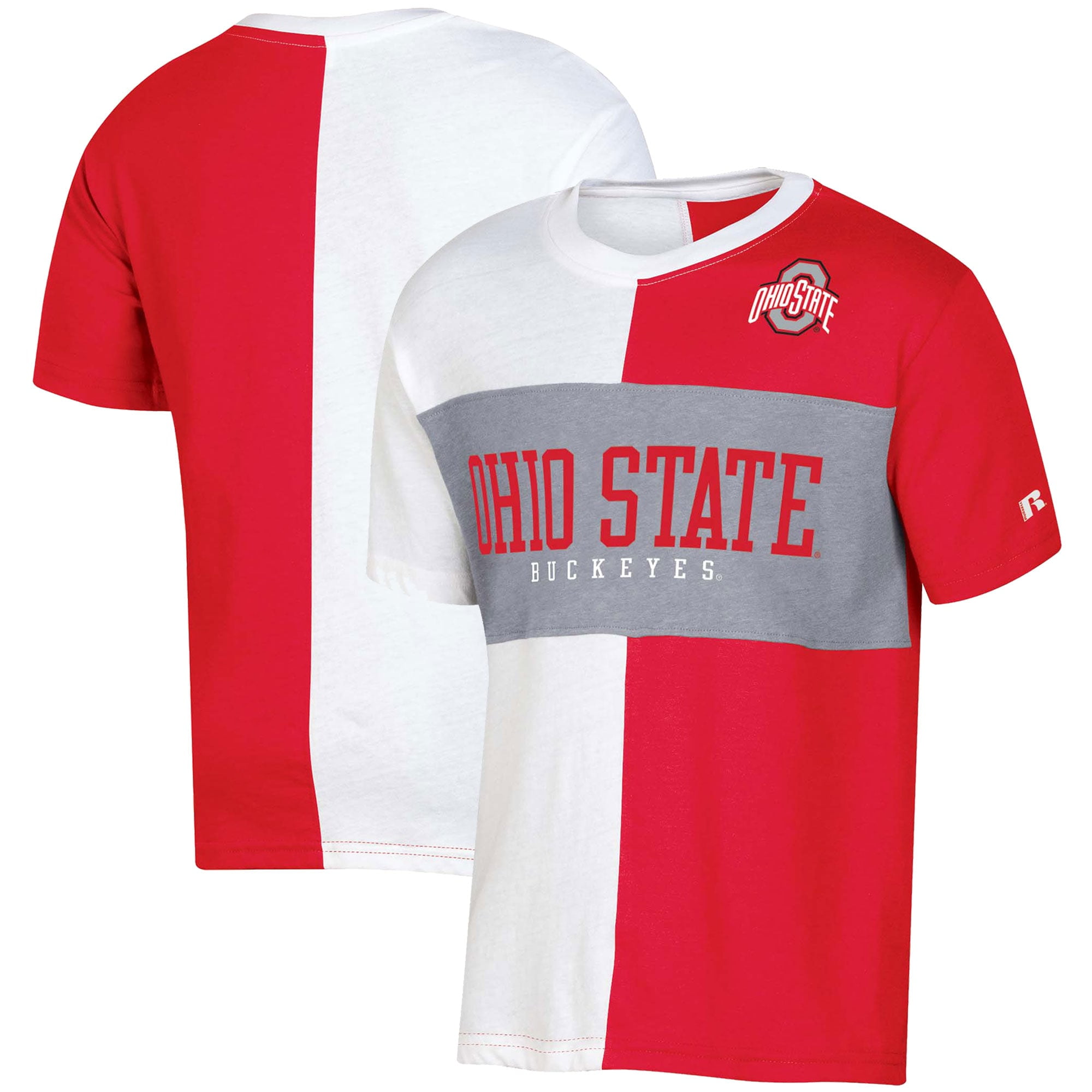 Youth Russell White/Scarlet Ohio State Buckeyes Colorblock T-Shirt ...