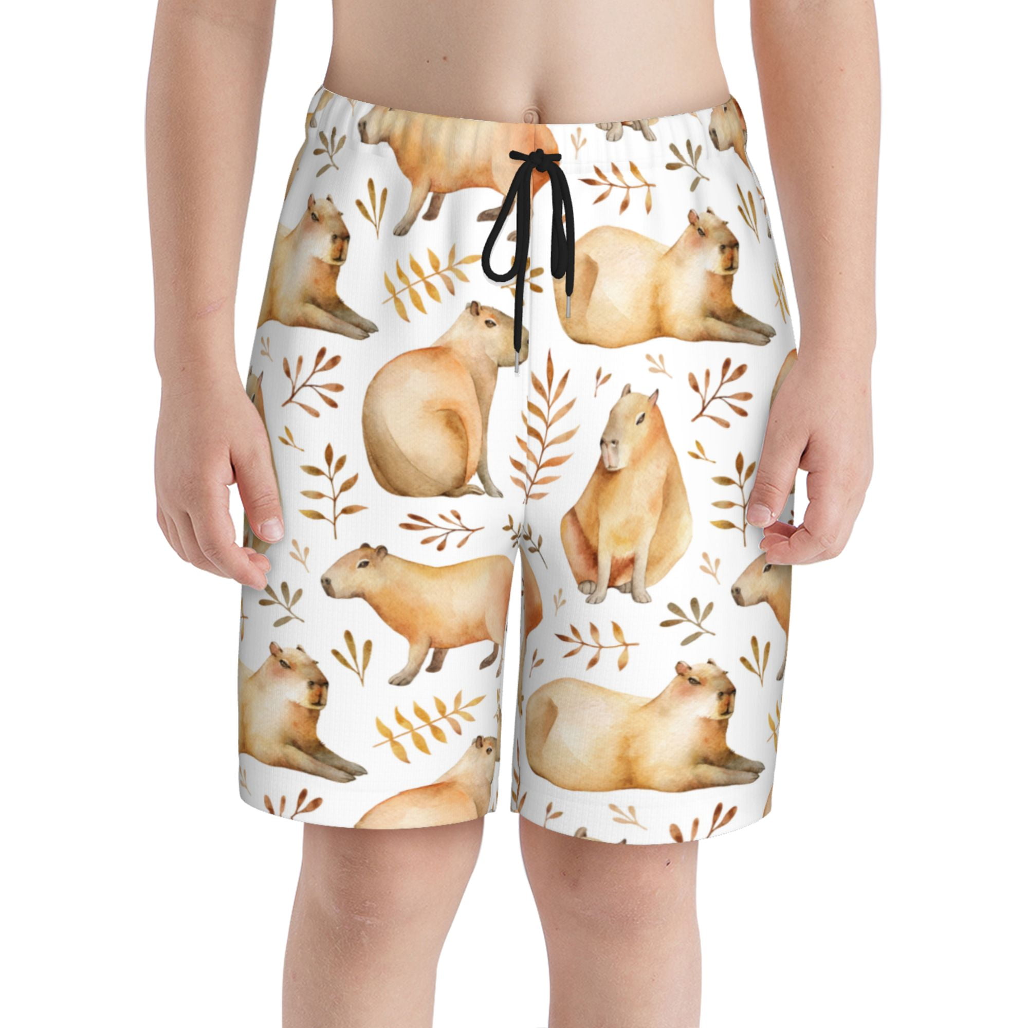 Youth'S Swim Trunks Adorable Capybara Swim Shorts Print Beach Board ...
