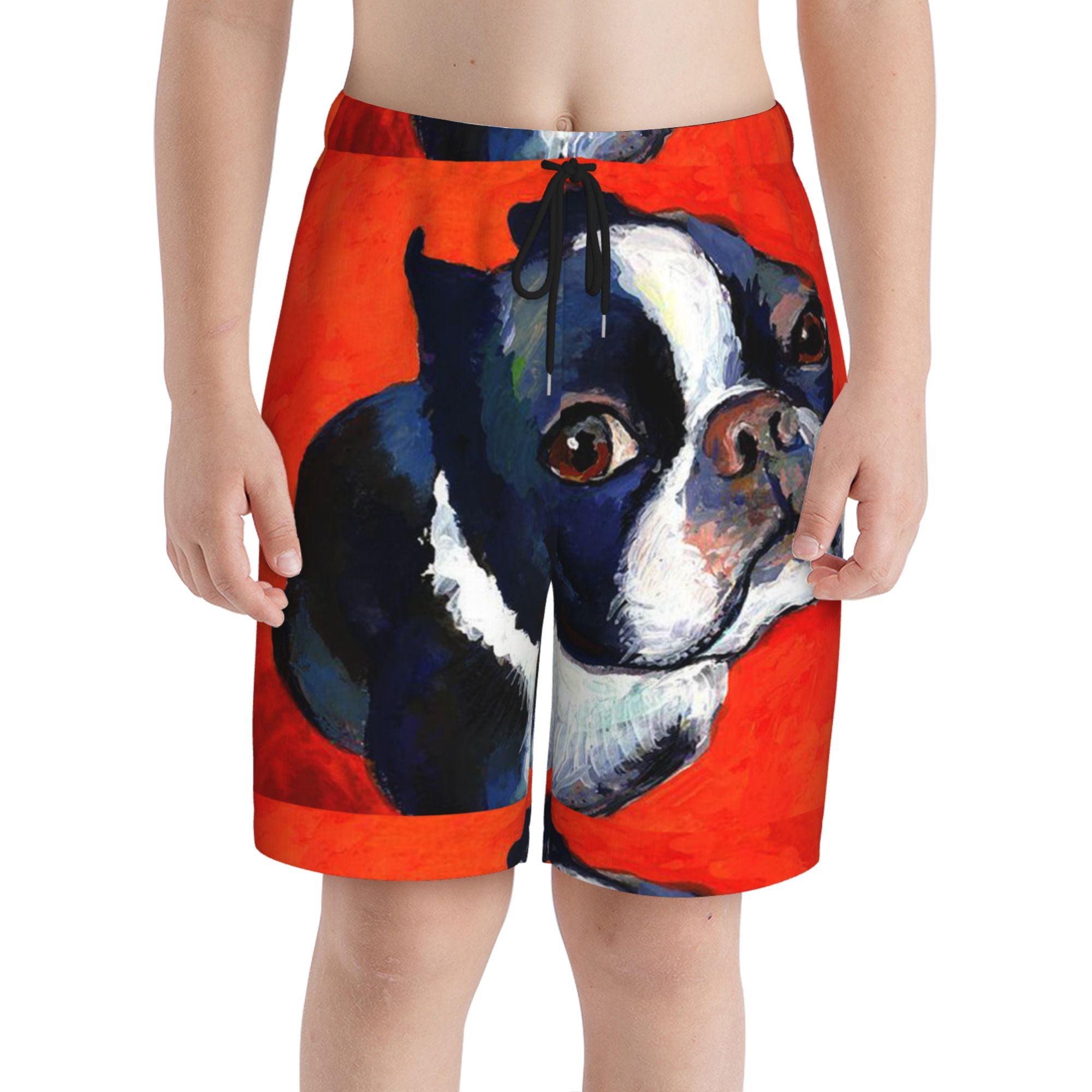 Youth'S Swim Trunks Boston Terrier Dog Swim Shorts Print Beach Board ...