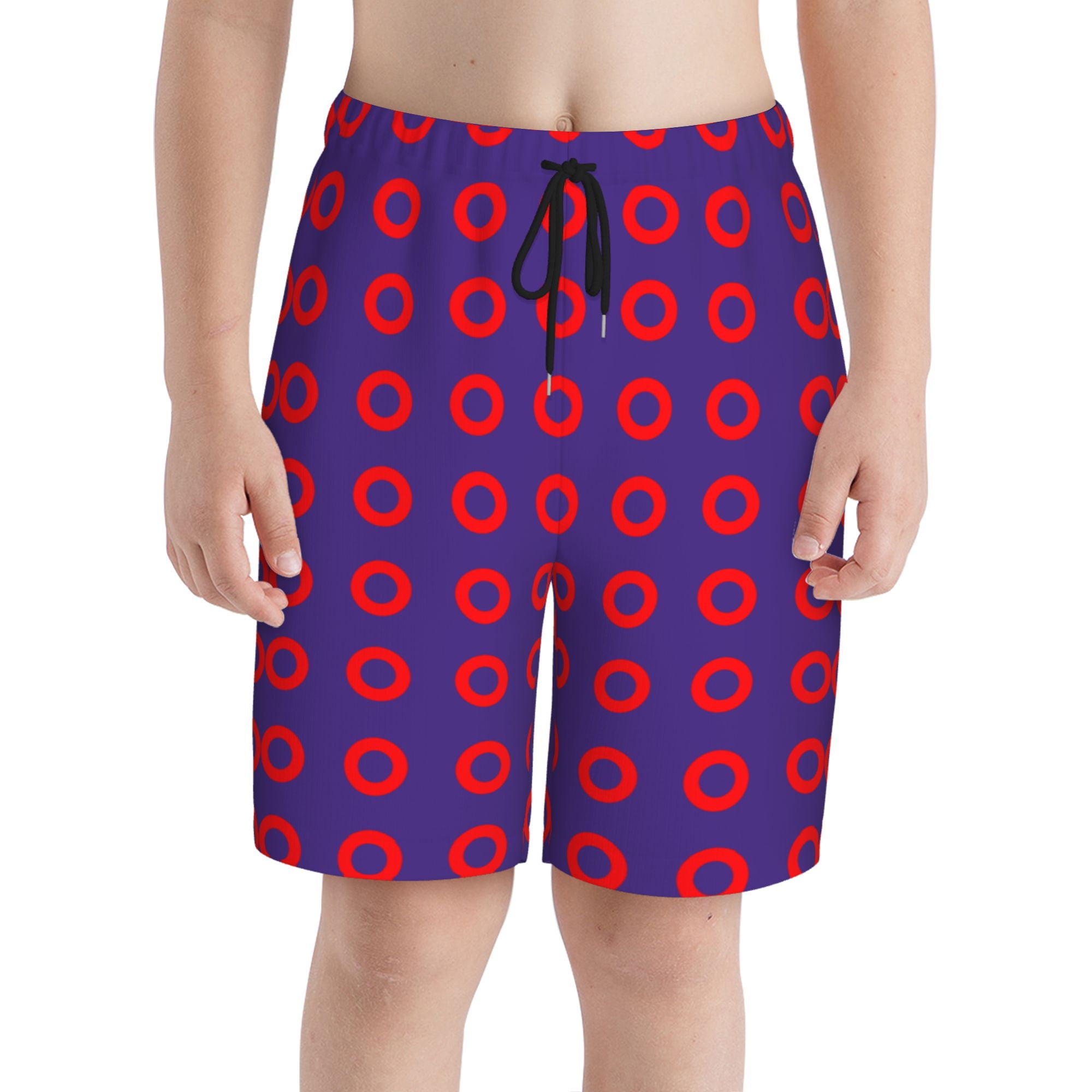 Youth'S Swim Trunks Red Donut Swim Shorts Print Beach Board Shorts ...