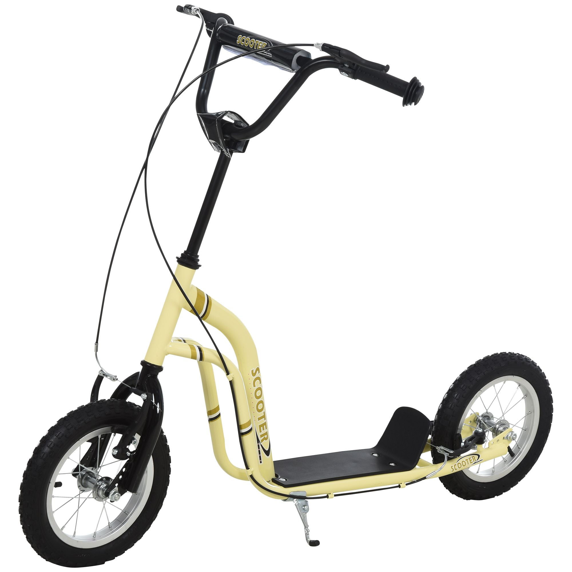 Youth Scooter with Dual Brakes, 12-Inch Inflatable Wheel, Beige, for ...