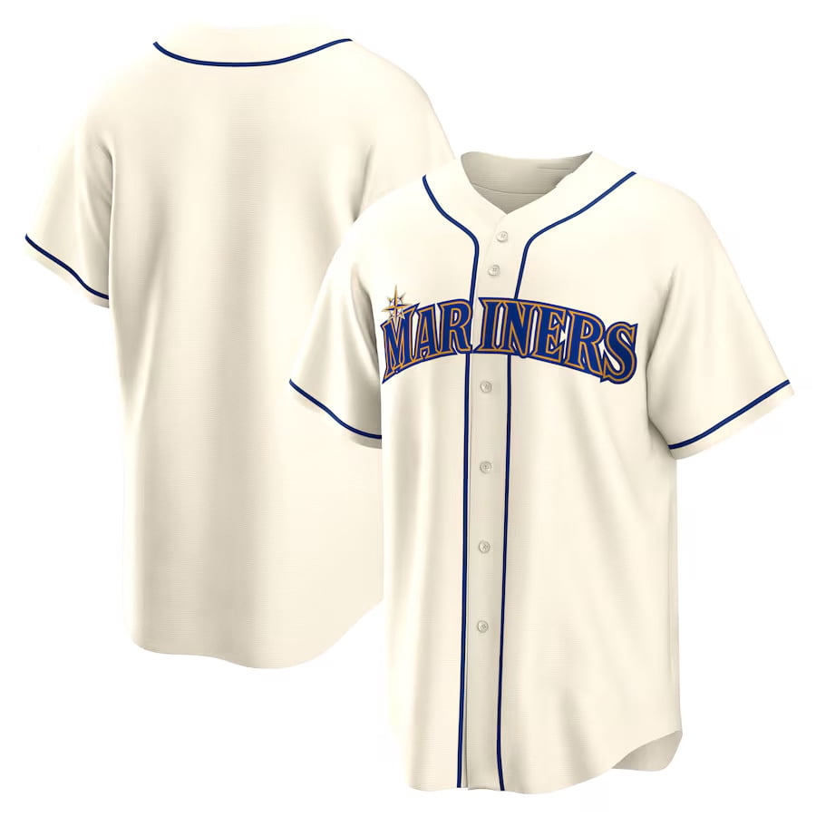 Youth Seattle Cream Replica Stitched Blank Team T-shirts Sports Tops ...