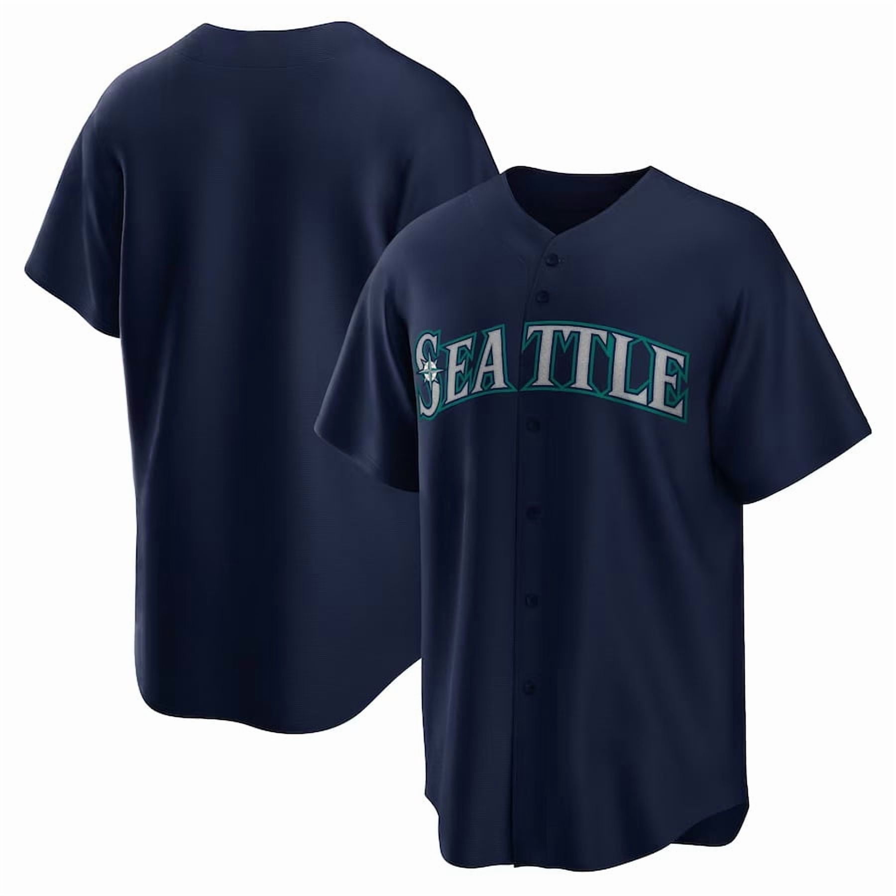 Youth Seattle Navy Replica Stitched Blank Team T-shirts Sports Tops ...