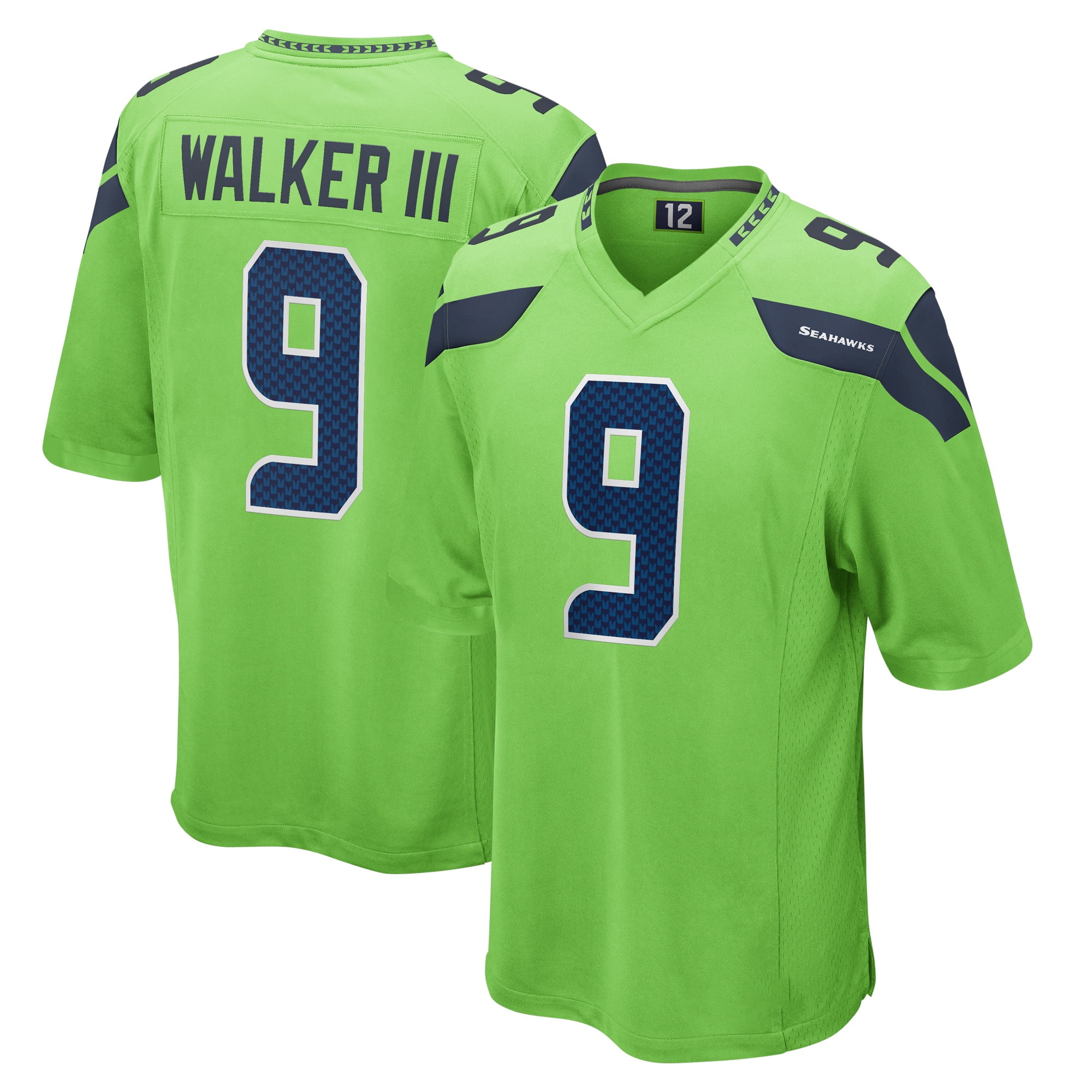 Youth Seattle Walker III 9 Green Sports Player Game Stitched Name ...