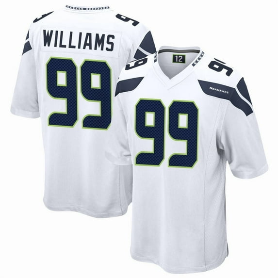 Youth Seattle Williams 99 White Sports Player Game Stitched Name Number ...