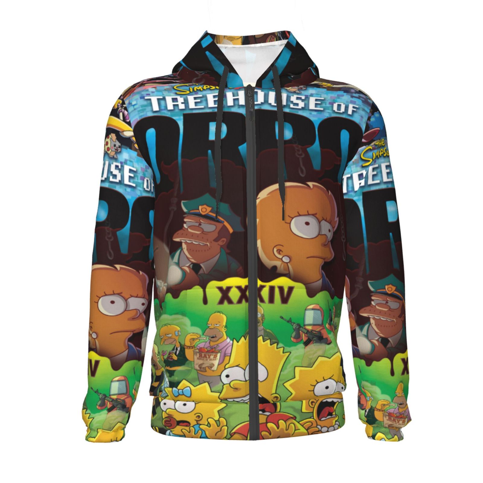 Youth Simpsons Zip Up Hoodie With Pocket Graphic Pullover Hooded ...