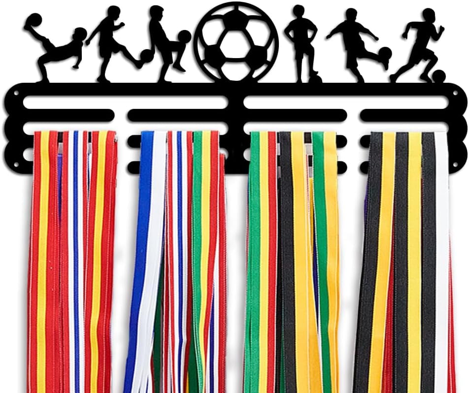 Youth Soccer Themed Medal Hanger Holder Wall Mounted Tiered Medal ...