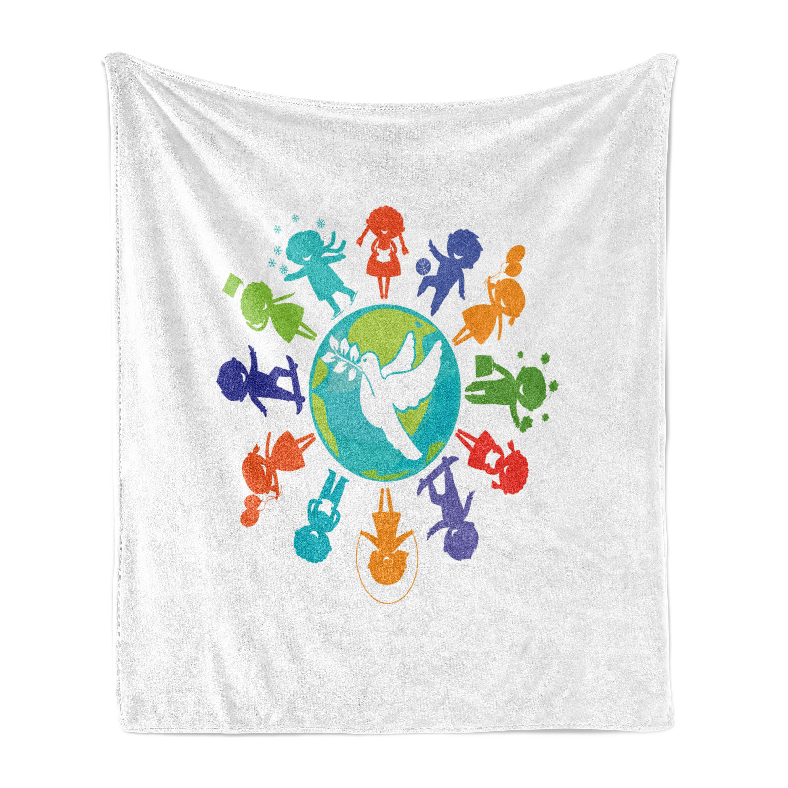 Youth Soft Flannel Fleece Throw Blanket, Children Silhouettes Around ...