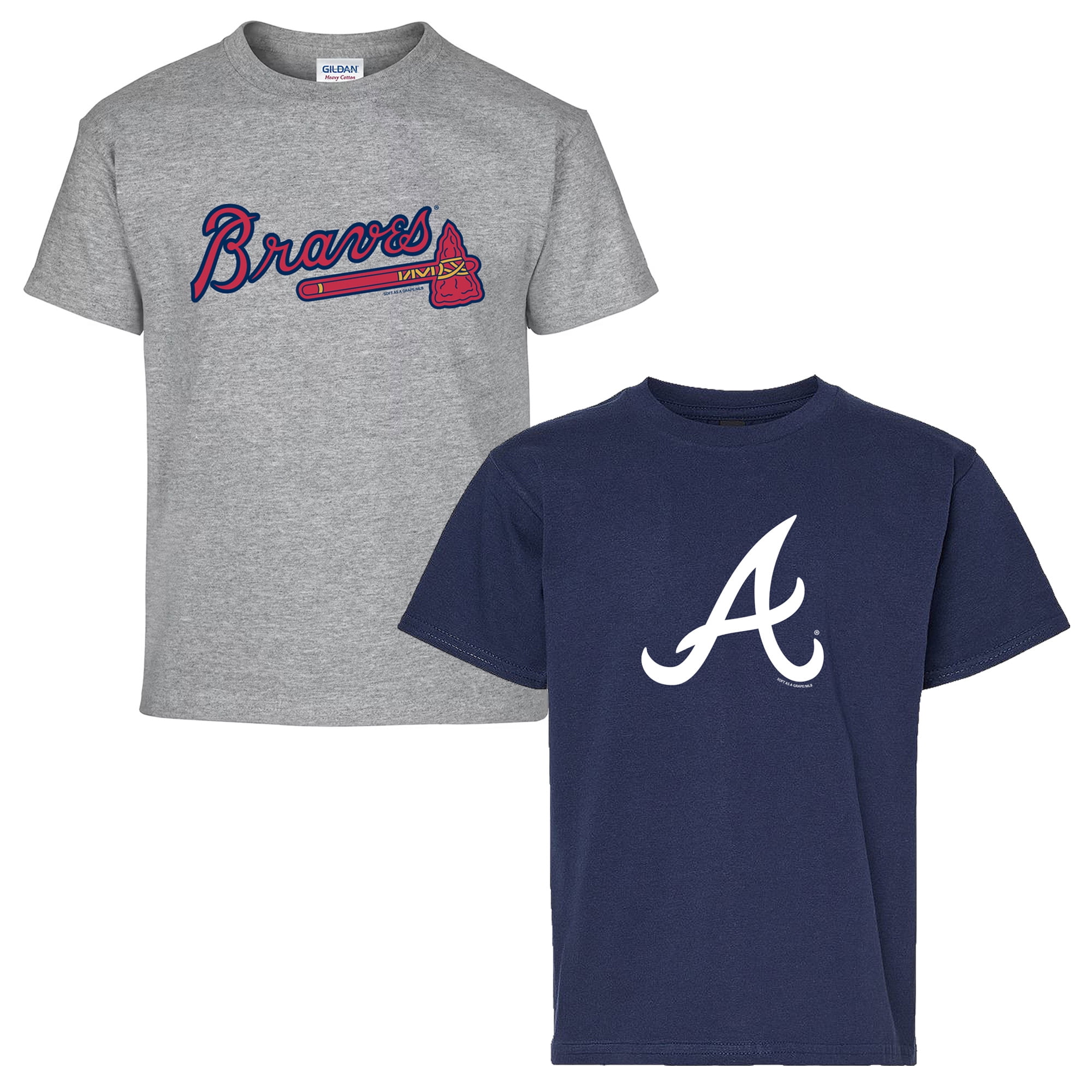 Youth Soft as a Grape Navy/Gray Atlanta Braves Two-Pack T-Shirt Set ...