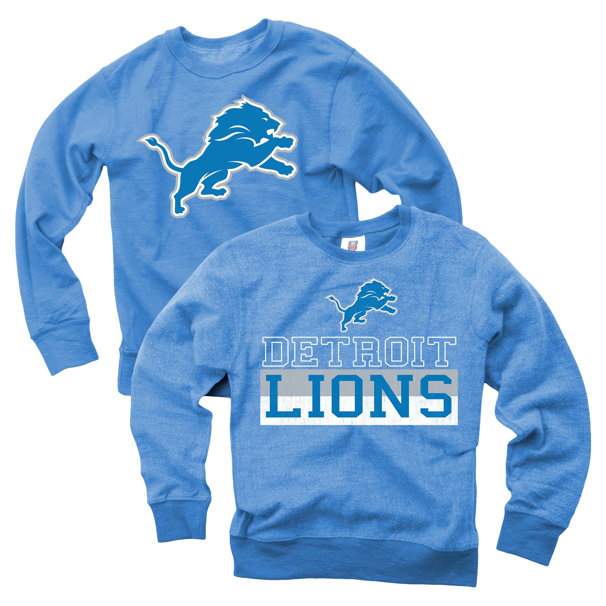 Youth Wes & Willy Blue Detroit Lions Reversible Fleece Pullover ...
