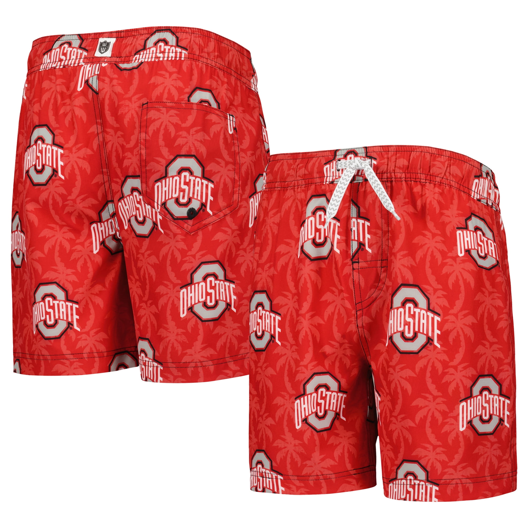 Youth Wes & Willy Scarlet Ohio State Buckeyes Palm Tree Swim Shorts ...