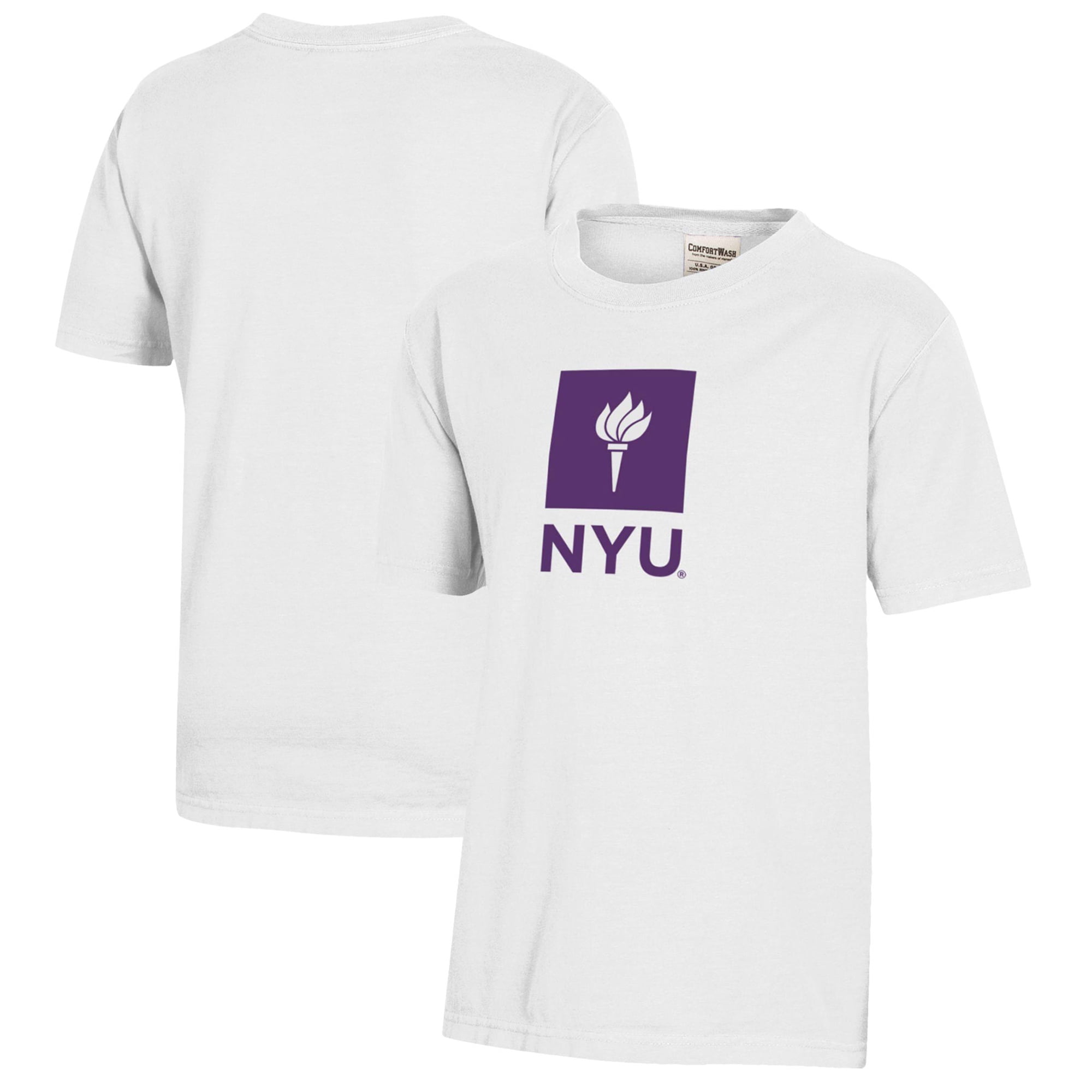 Kids NYU Violets Logo White T-Shirt - Comfort Colors by Gear For Sports ...