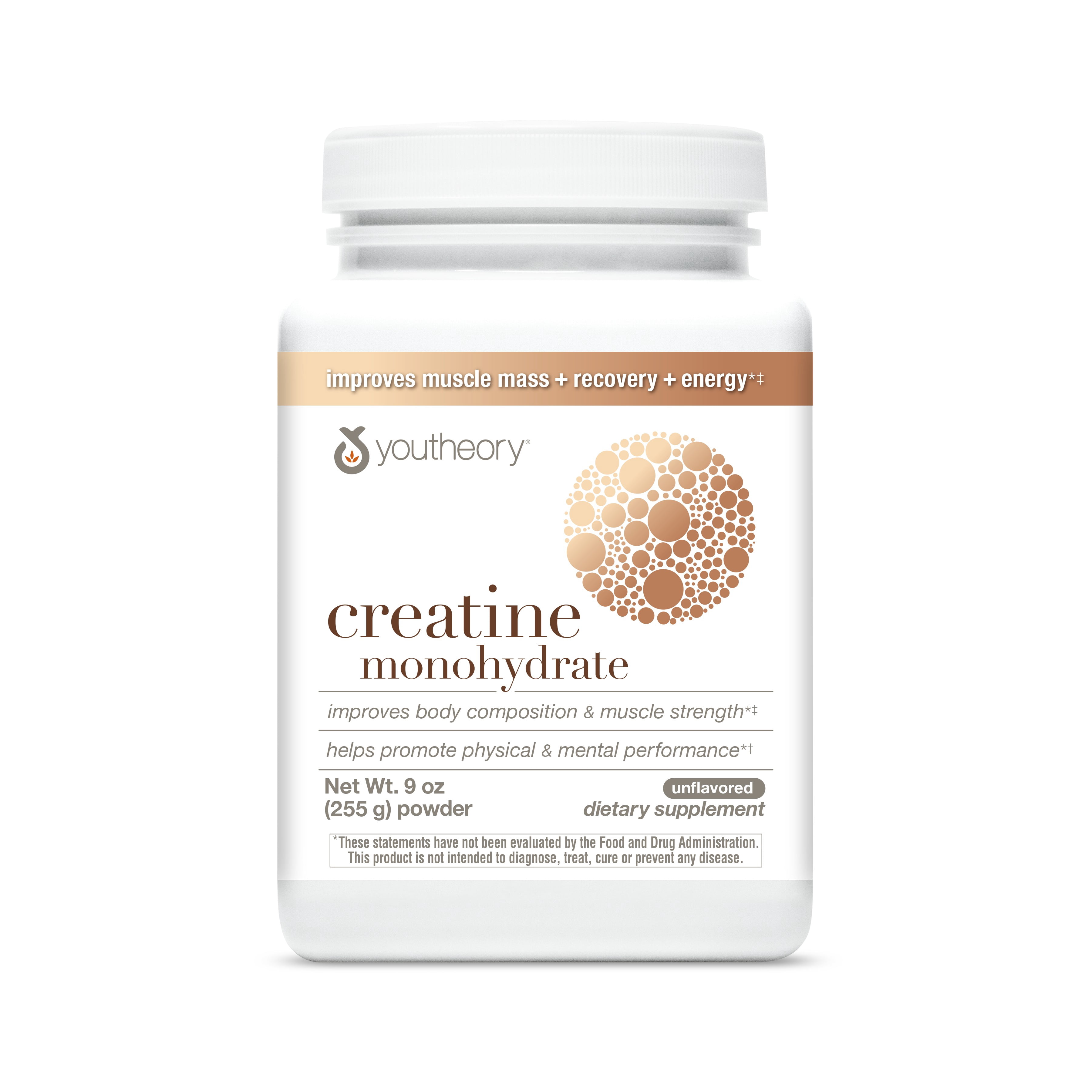 Youtheory Creatine Monohydrate Powder, Unflavored, 9 Ounces, Easy to ...