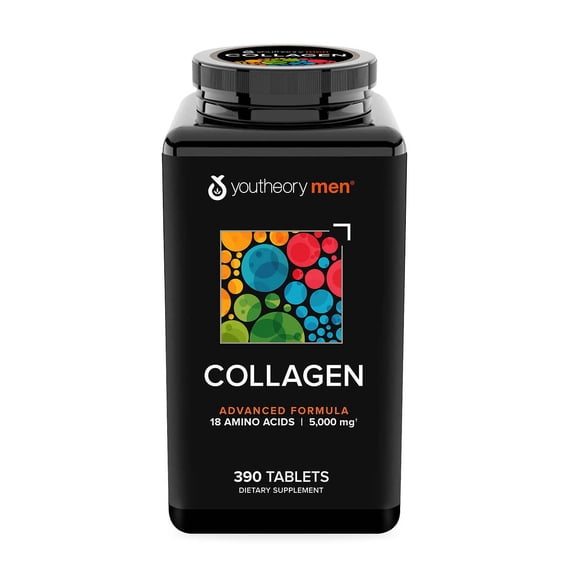 Youtheory Mens Collagen Advanced Formula, Skin Supplement, 390 Tablets ...