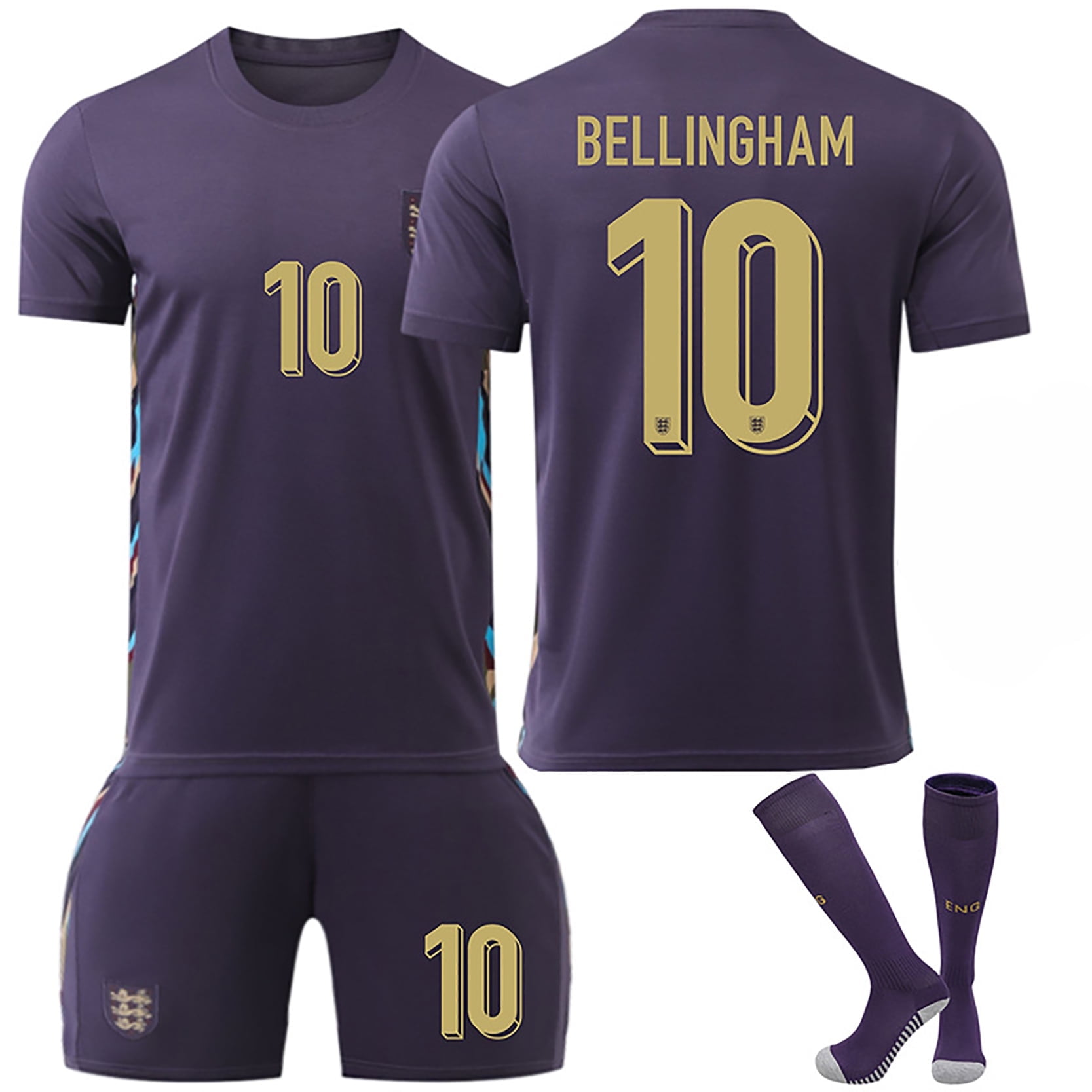 Youths 2024 England Away #10 BELLINGHAM Jersey Soccer Kids Soccer Set ...
