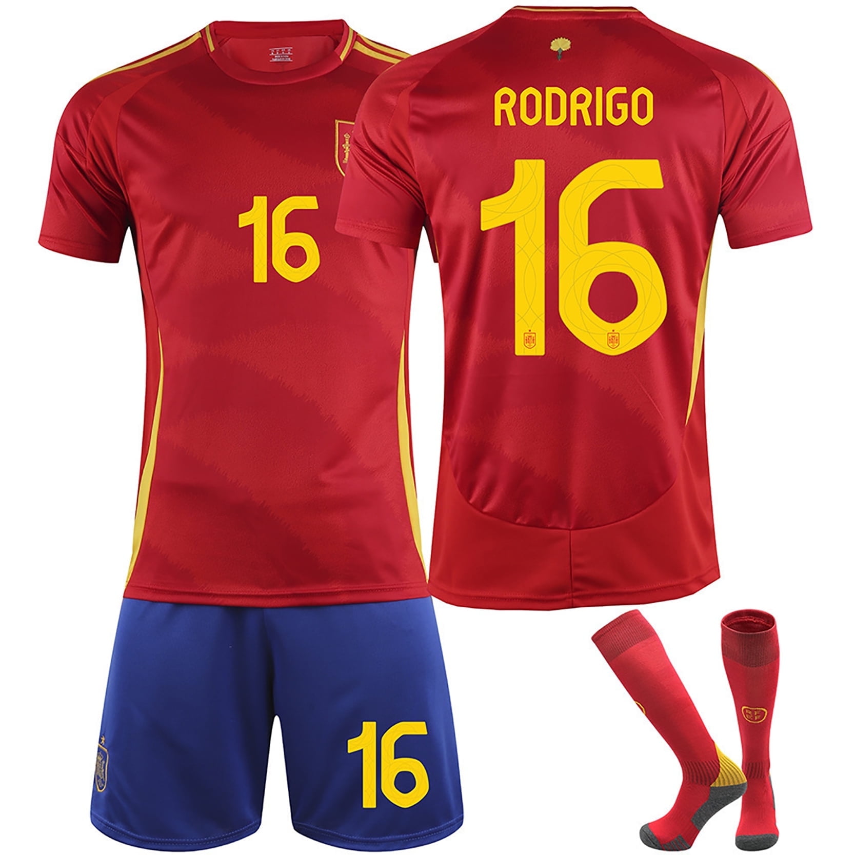 Youths 2024 Spain Home #16 RODRIGO Jersey Soccer Kids Soccer Set Red 11 ...