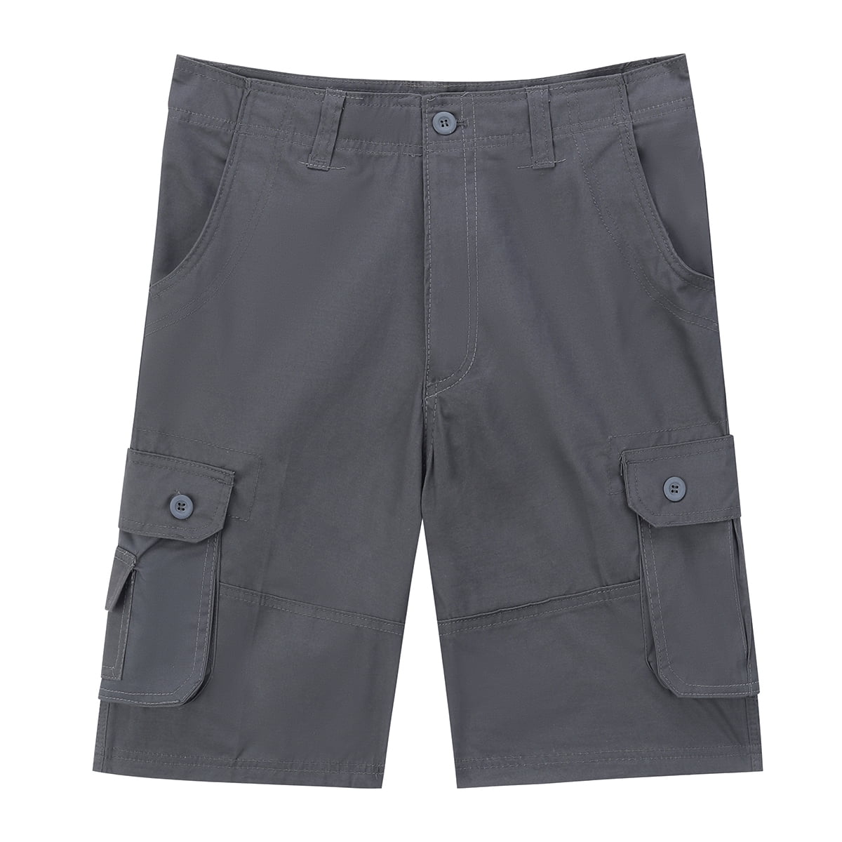 Youthup Men's Relaxed Fit Solid Color Utility Cargo Shorts, 100% Cotton ...