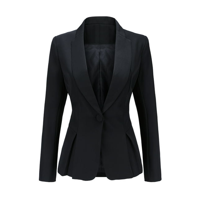 Youthup Women's Long Sleeve 1 Button Business Suit Jacket with Shoulder ...