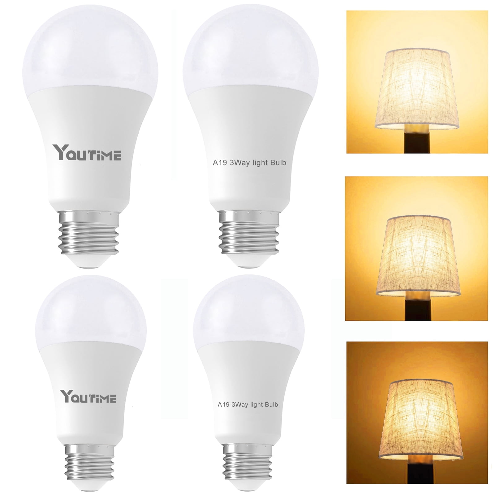 Youtime 3 Way Light Bulbs 30 70 100 Watt Equivalent 2700K Soft White ...